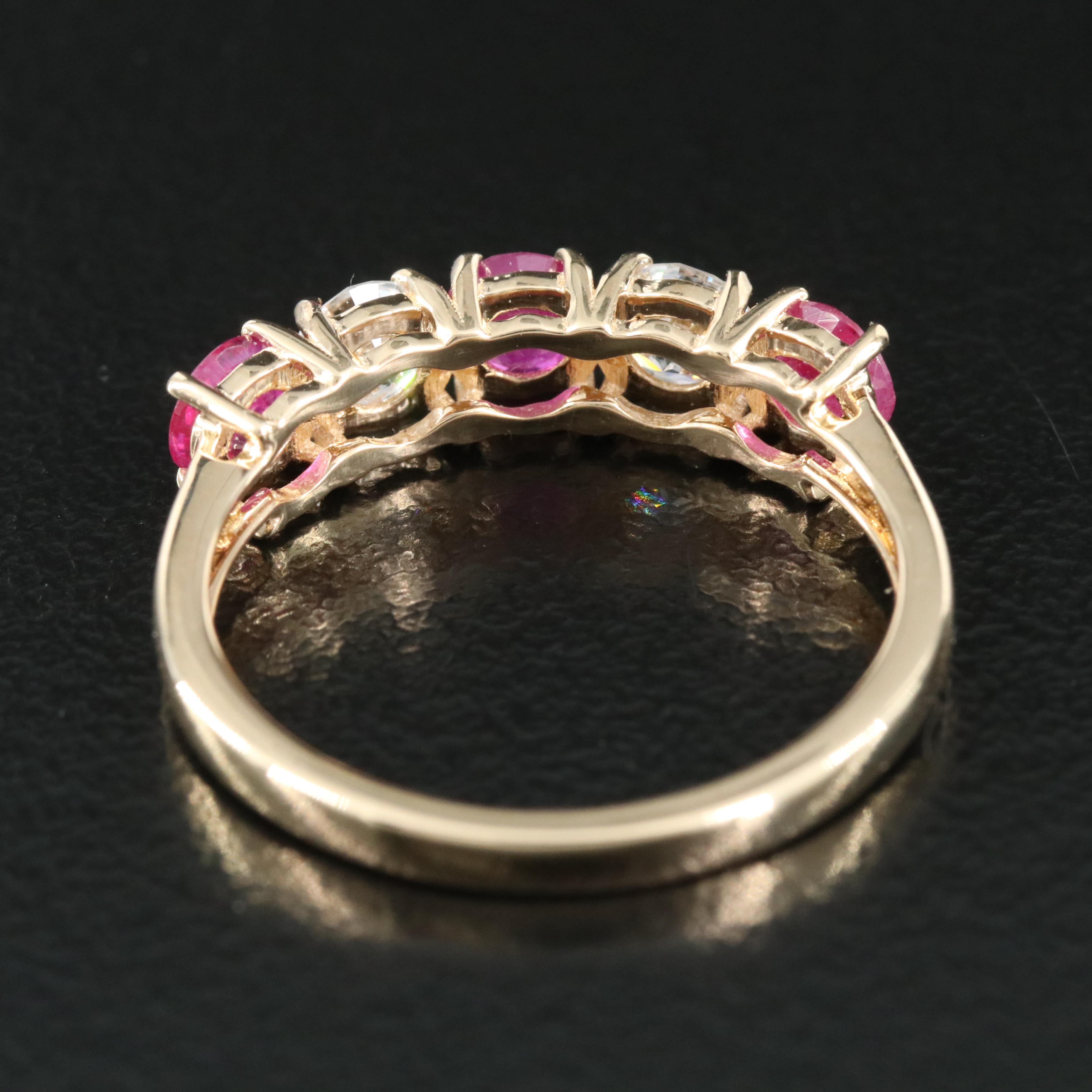 14K Lab Grown Diamond and Ruby Alternating Ring | Everything But The House