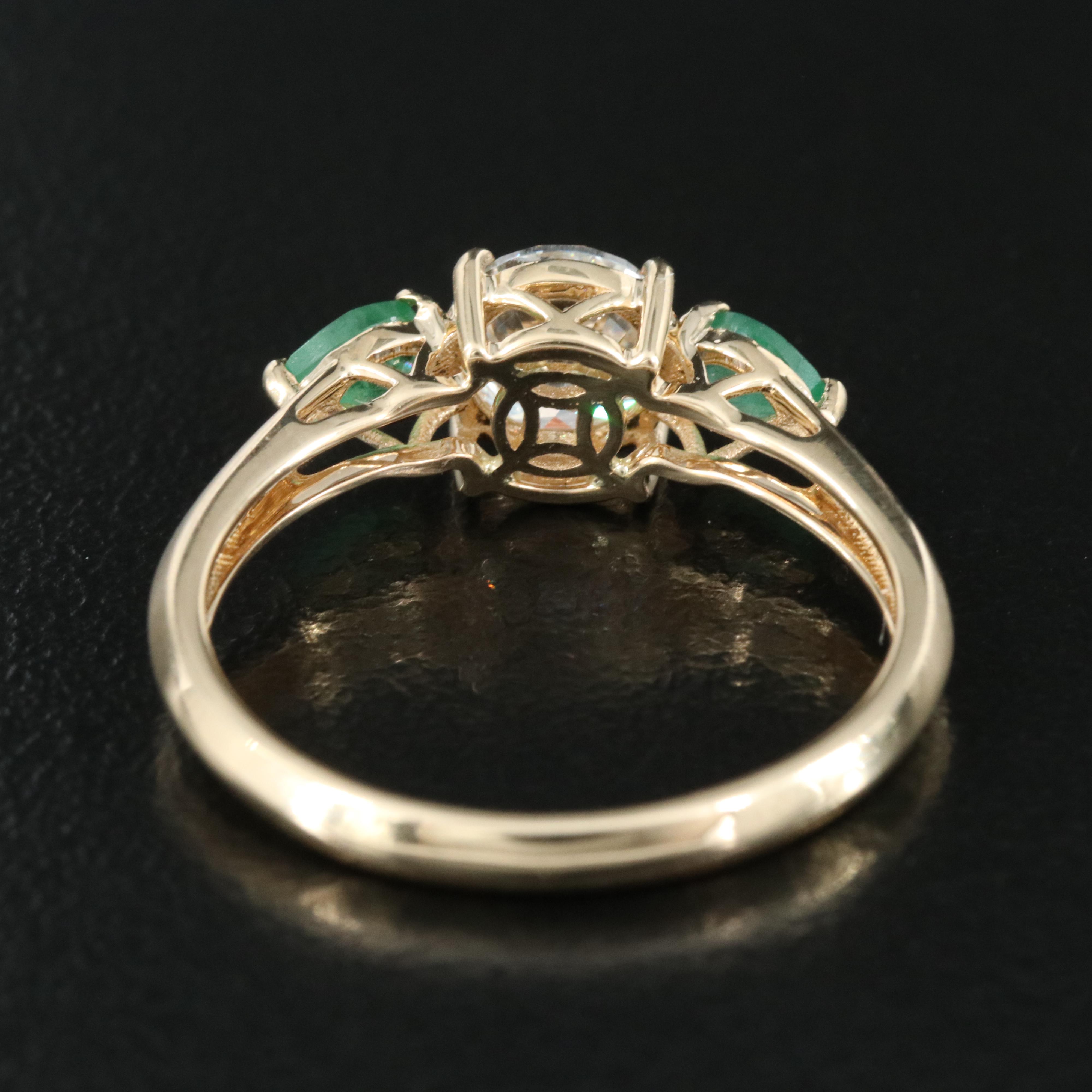 14K Lab Grown Diamond and Emerald Ring | EBTH