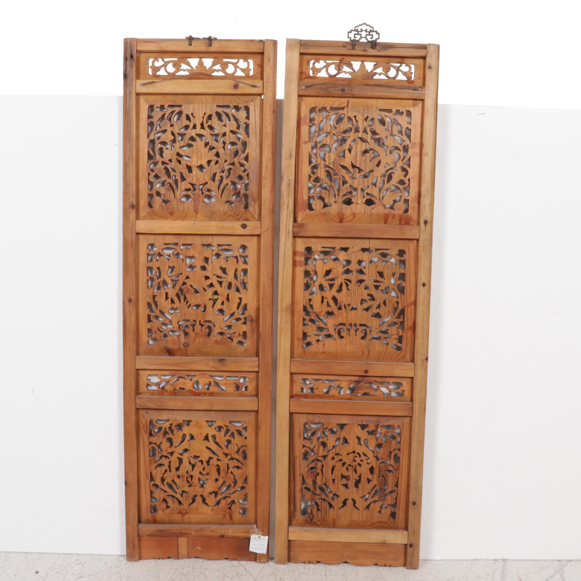 Two Thai Carved Teak Screen Panels | EBTH
