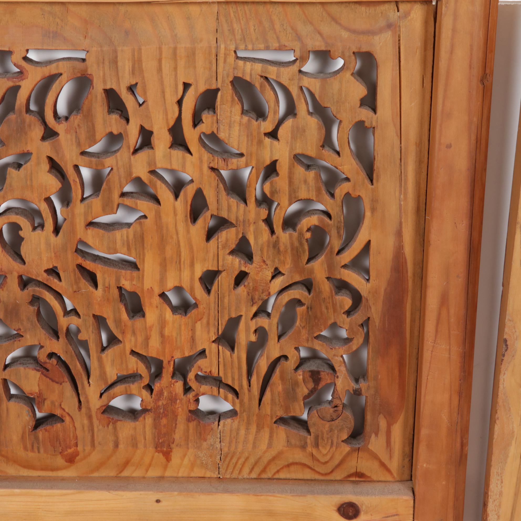 Two Thai Carved Teak Screen Panels | EBTH