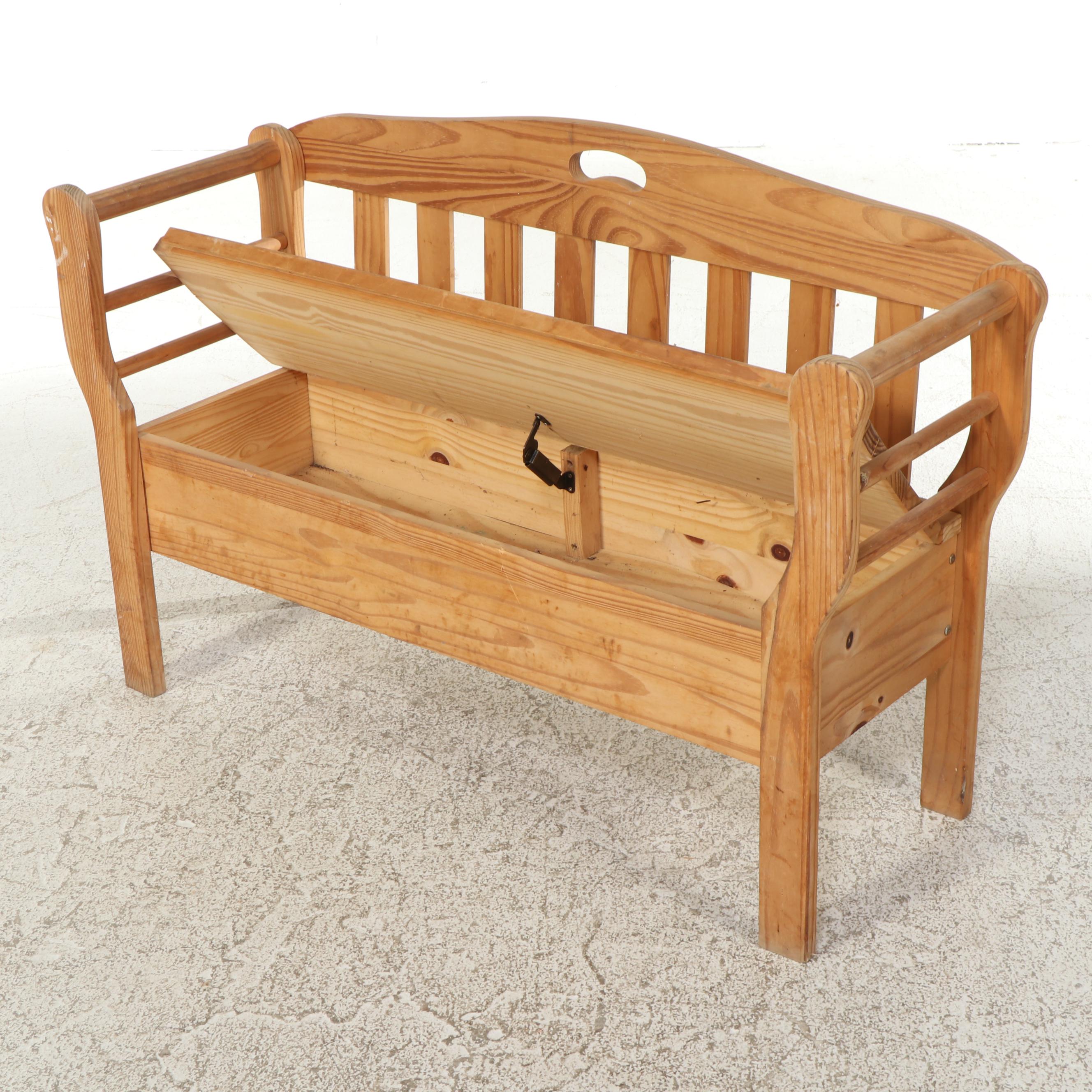 Pine Bench with Under Seat Storage | EBTH