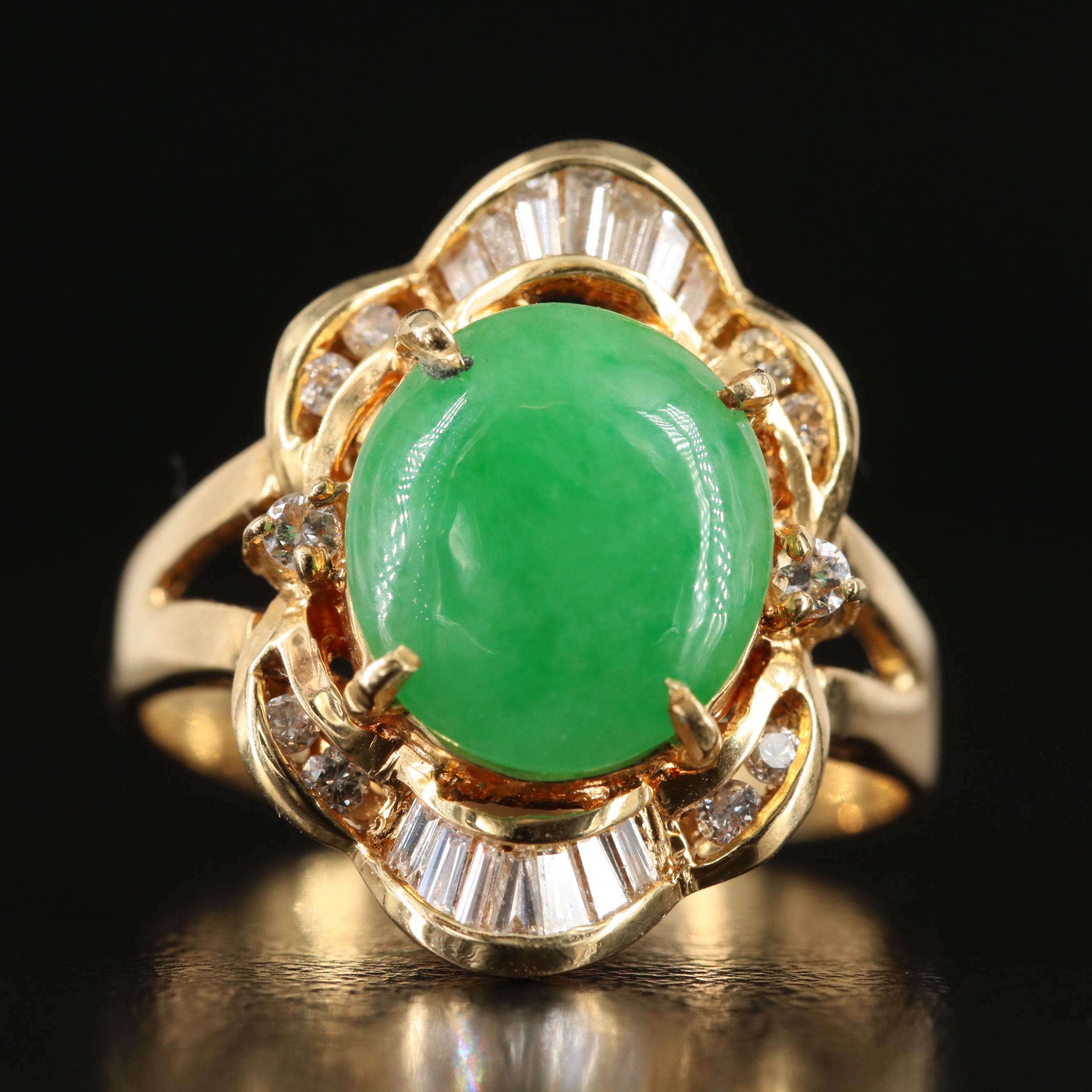 18K Fei Cui Jadeite and Diamond Ring with GIA Report | EBTH