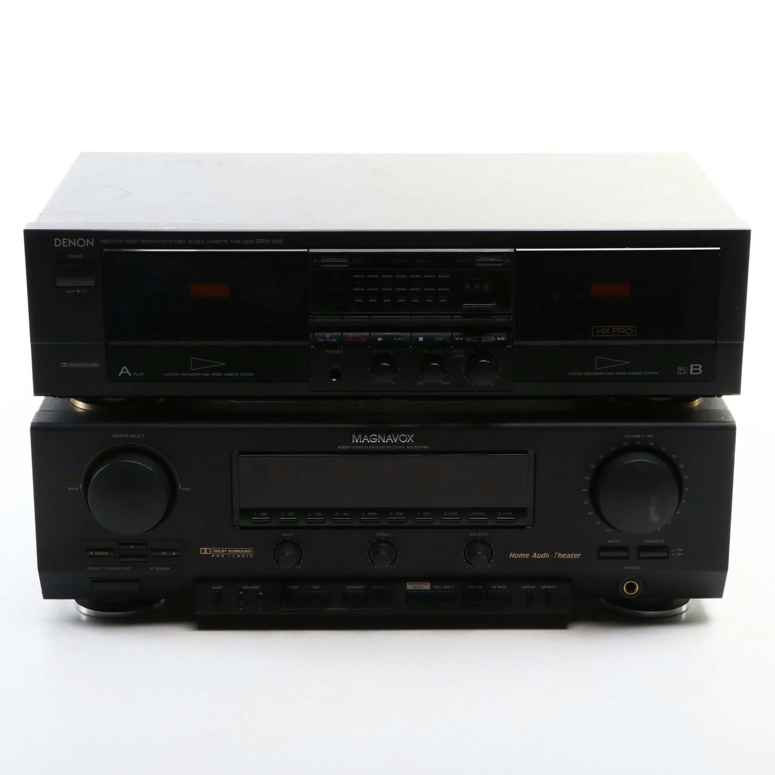Denon DRW-650 Double Cassette Deck with Magnavox MX931P Receiver | EBTH