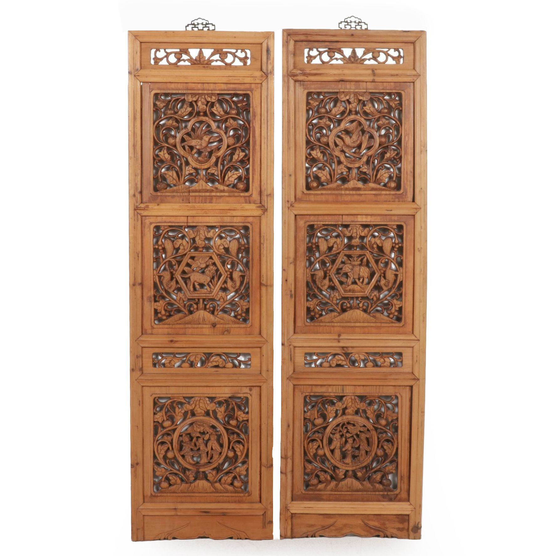 Two Thai Carved Teak Screen Panels | EBTH