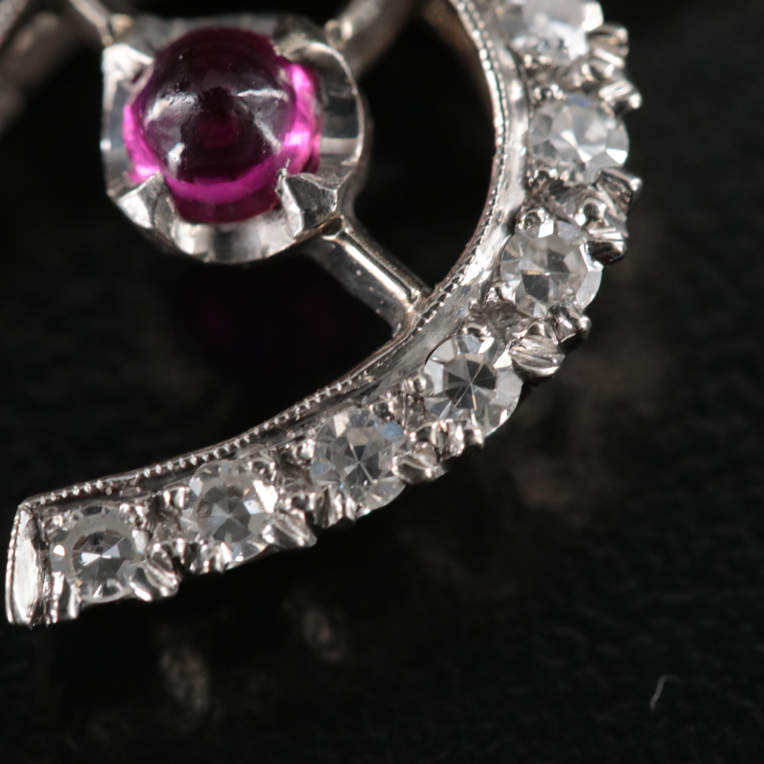 Retro Palladium Ruby and Diamond Horseshoe Pendant | EBTH