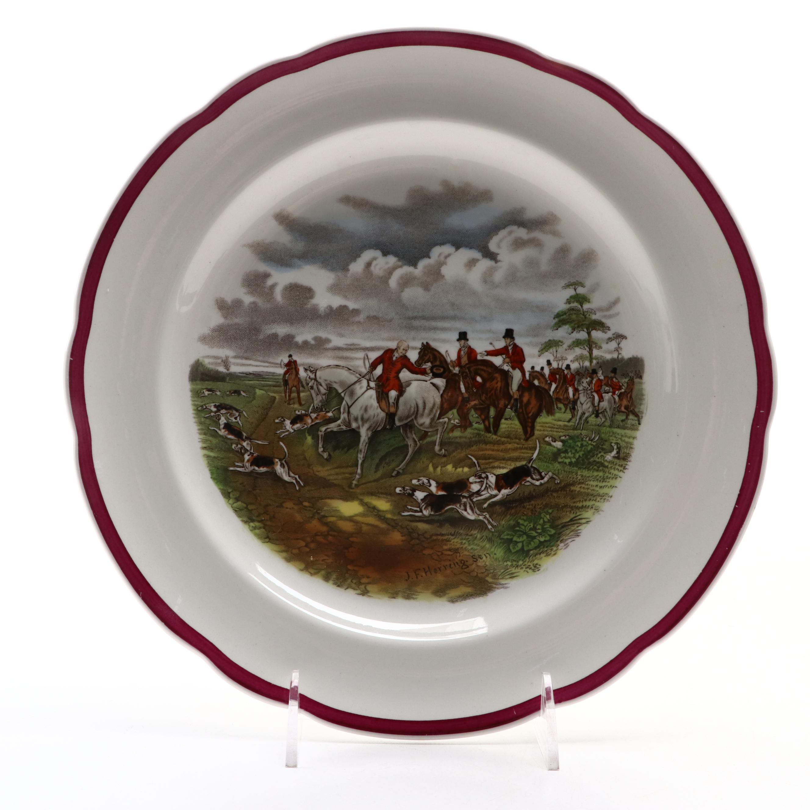 Spode "Herring Hunt" Red-Rim Pattern Plates, Mid-20th Century | EBTH