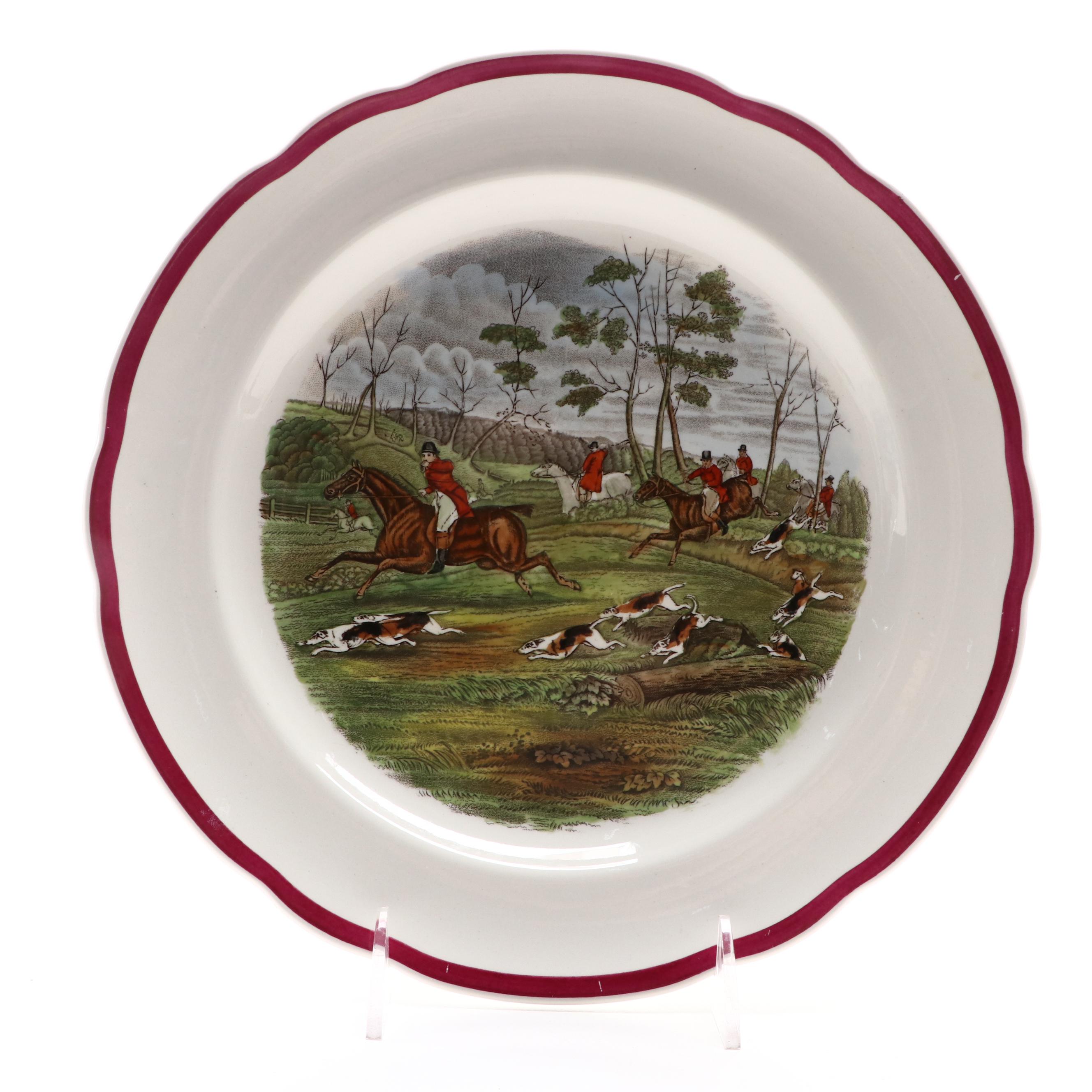 Spode "Herring Hunt" Red-Rim Pattern Plates, Mid-20th Century | EBTH
