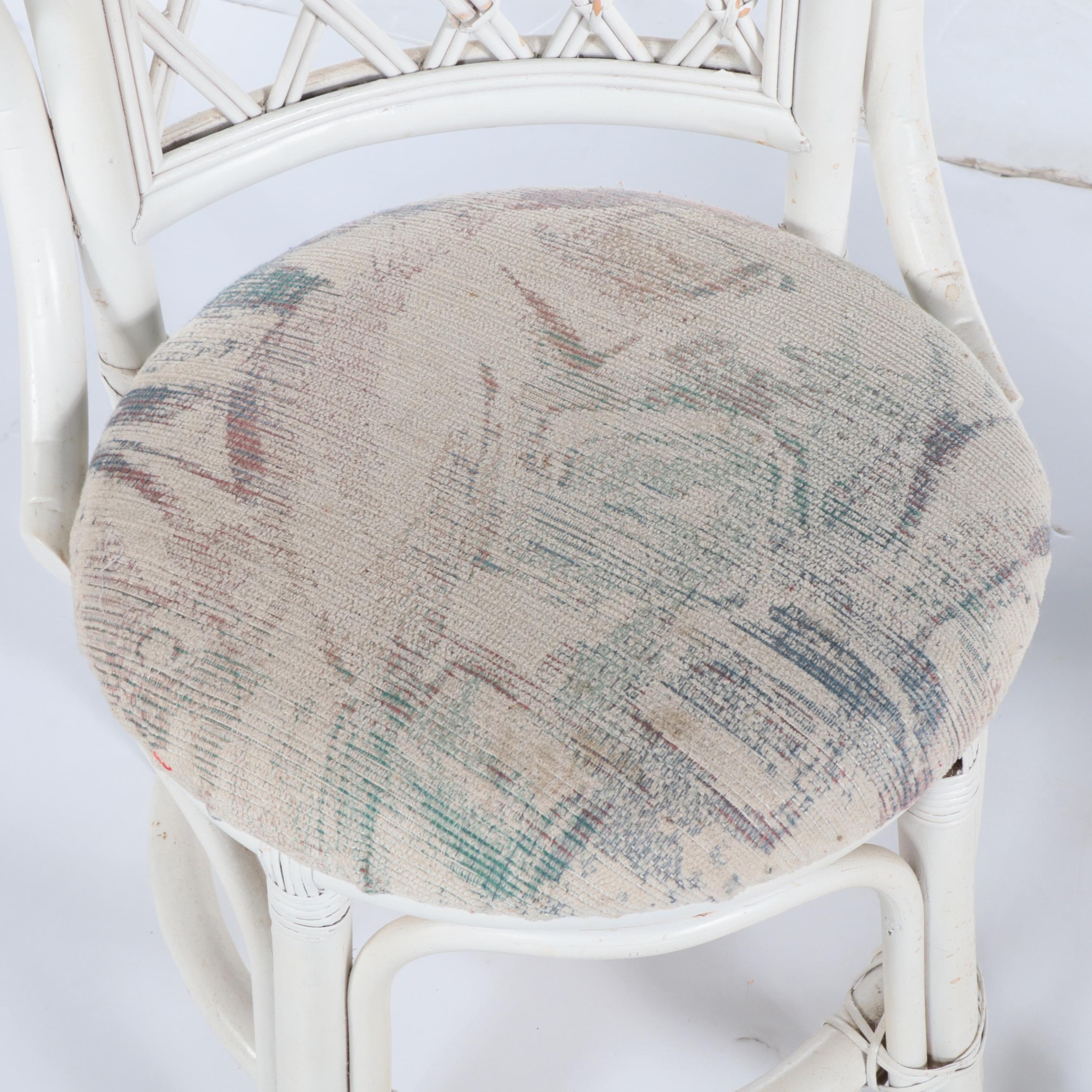 White Painted Rattan Bistro Table and Chairs | EBTH