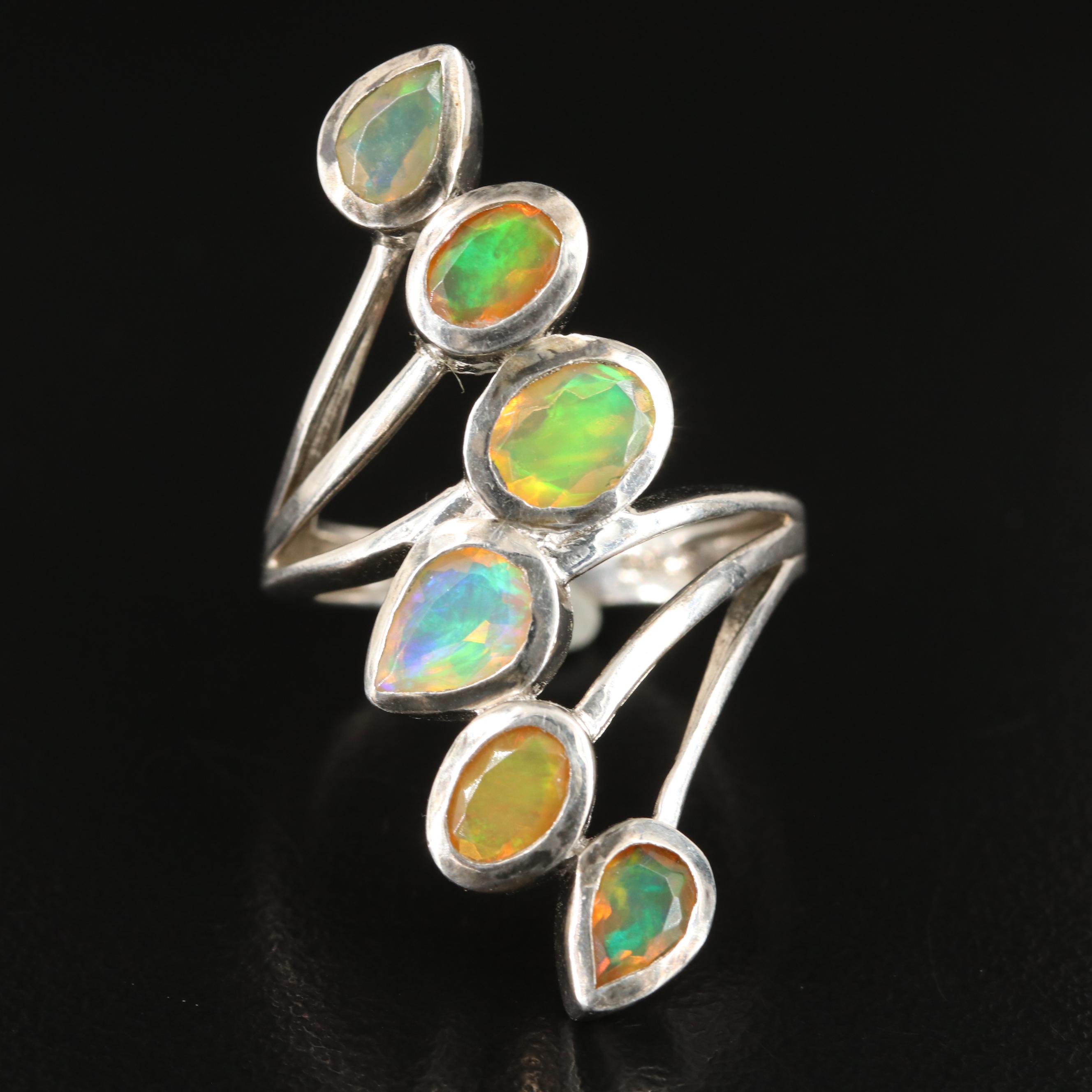 Sterling Opal Bypass Ring | EBTH