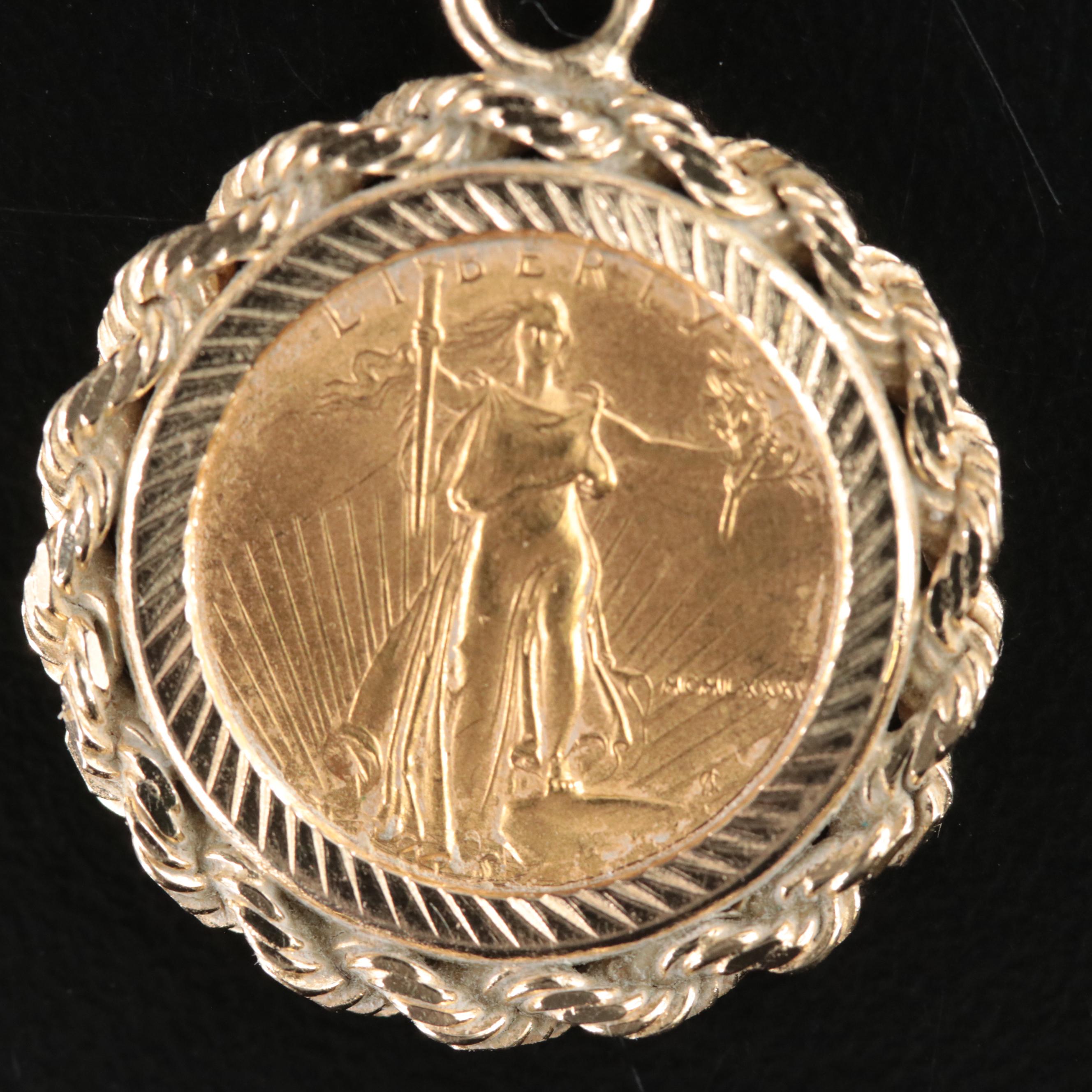14K Pendant with 1986 $5 Gold Eagle Bullion Coin | EBTH