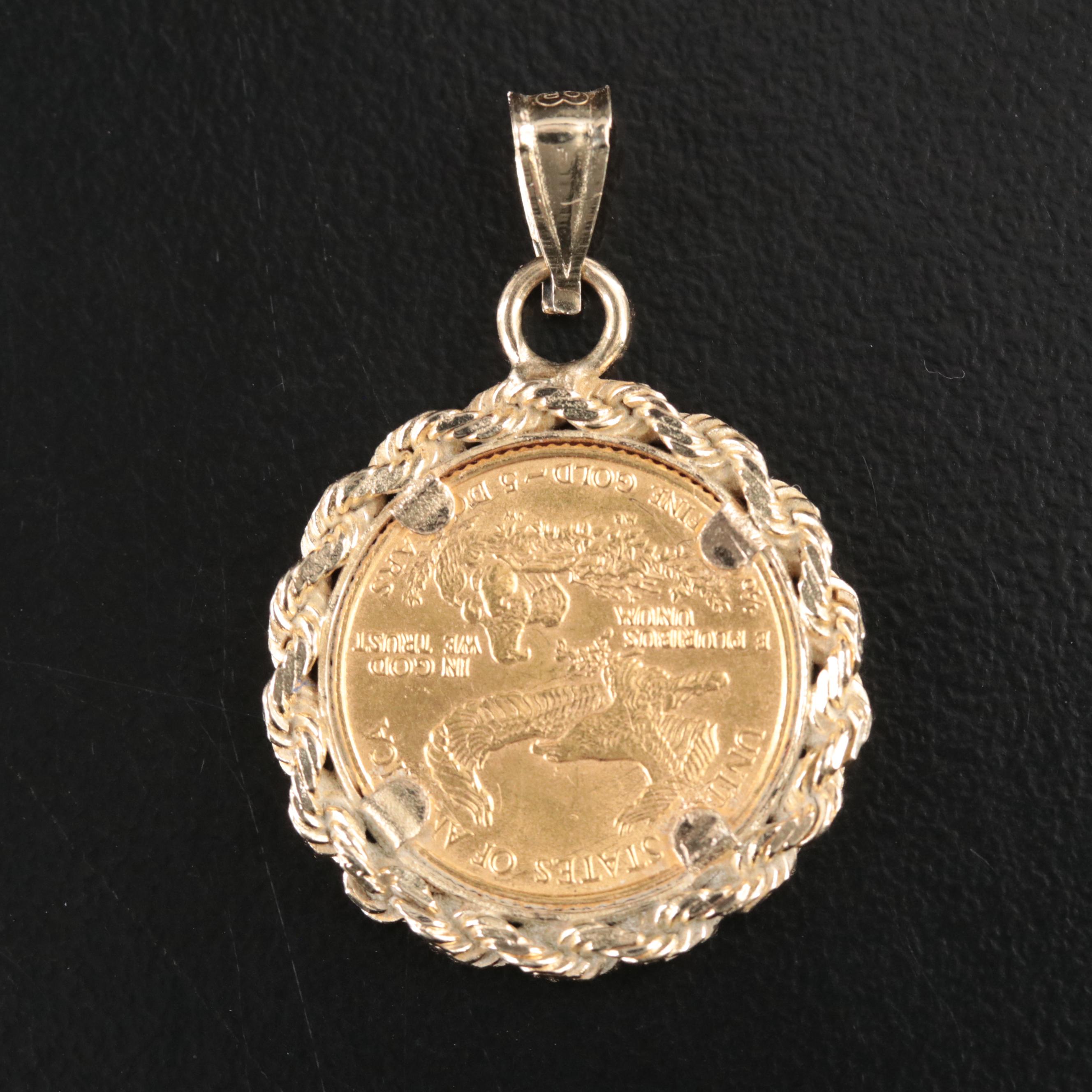 14K Pendant with 1986 $5 Gold Eagle Bullion Coin | EBTH