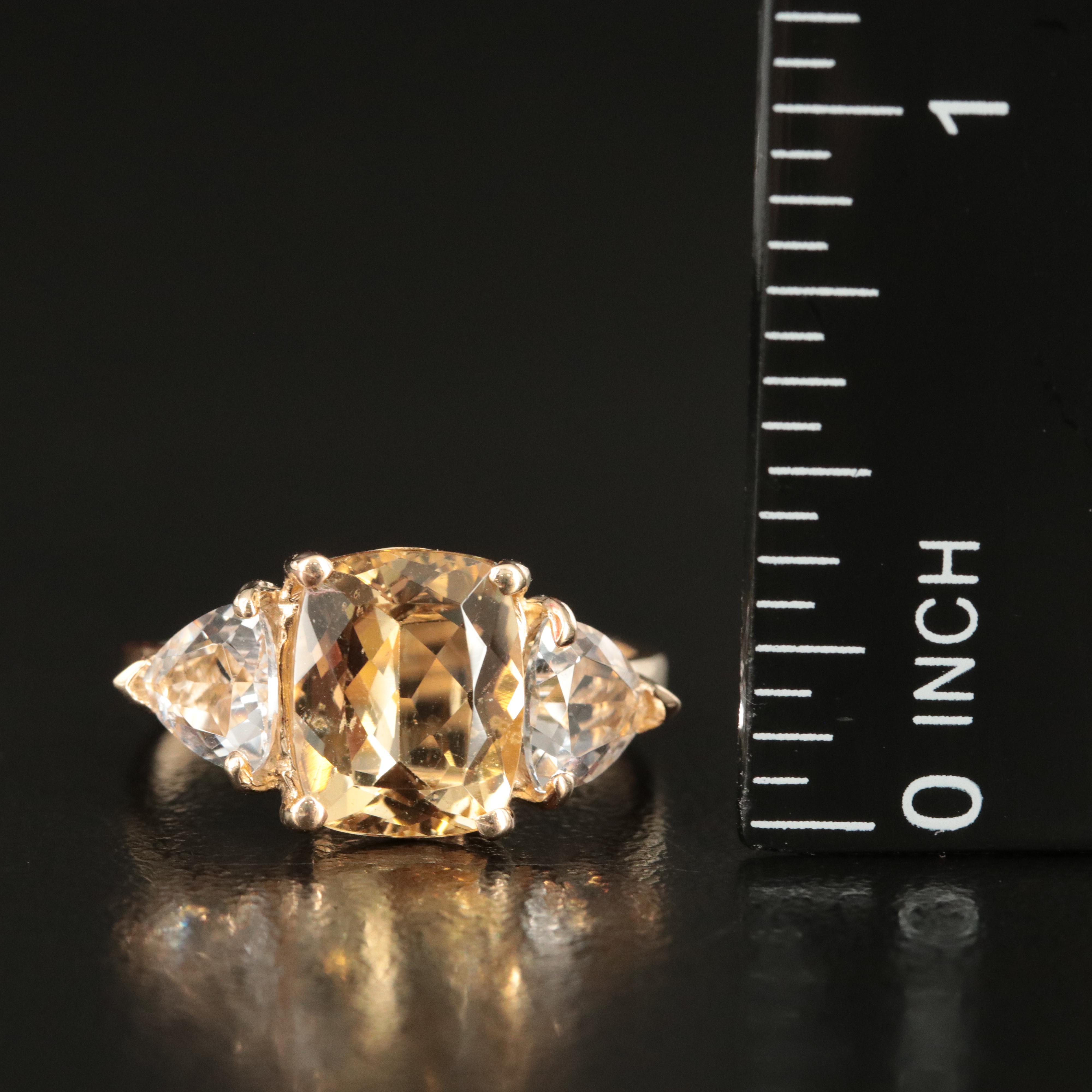 14K Golden Beryl and Goshenite Ring | EBTH