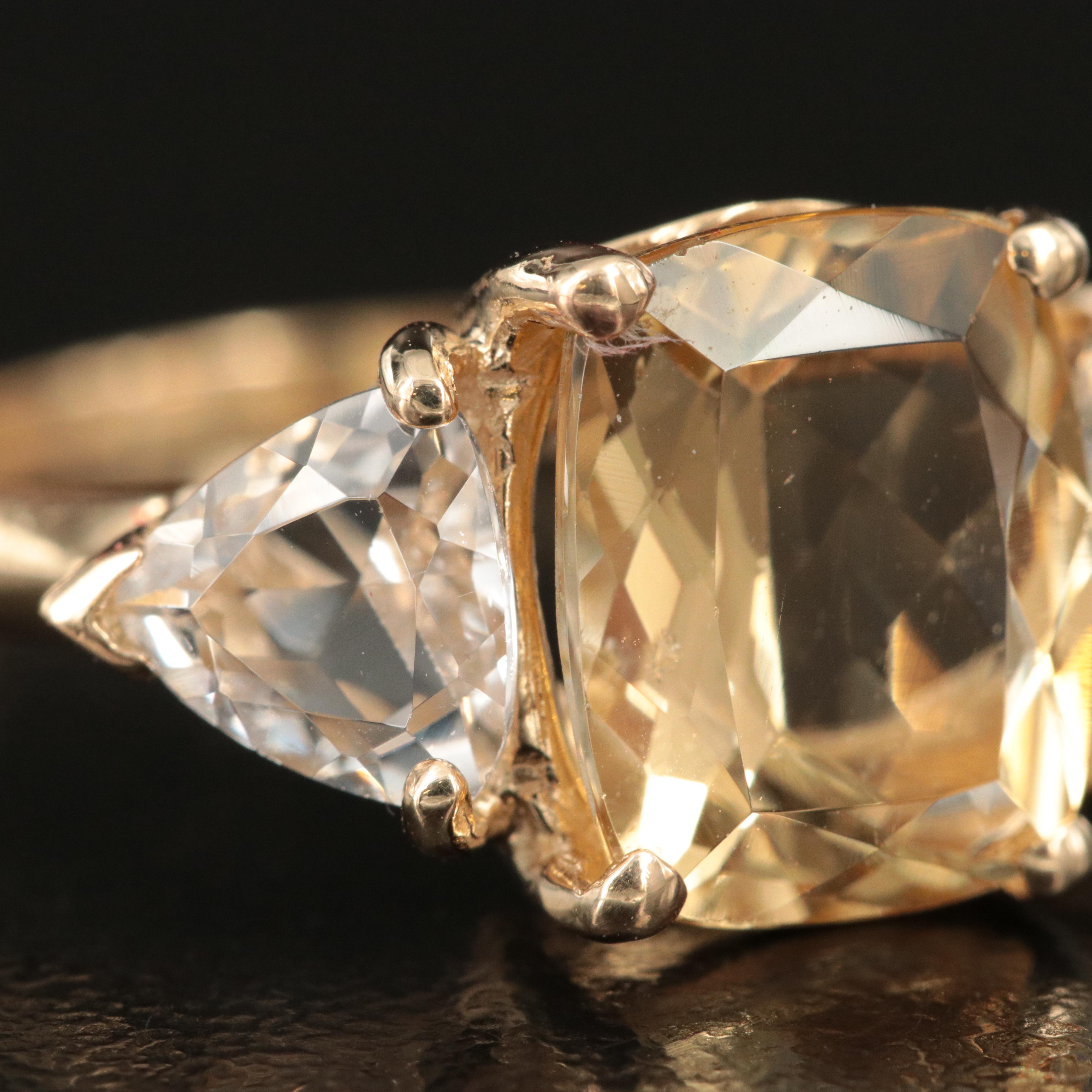 14K Golden Beryl and Goshenite Ring | EBTH