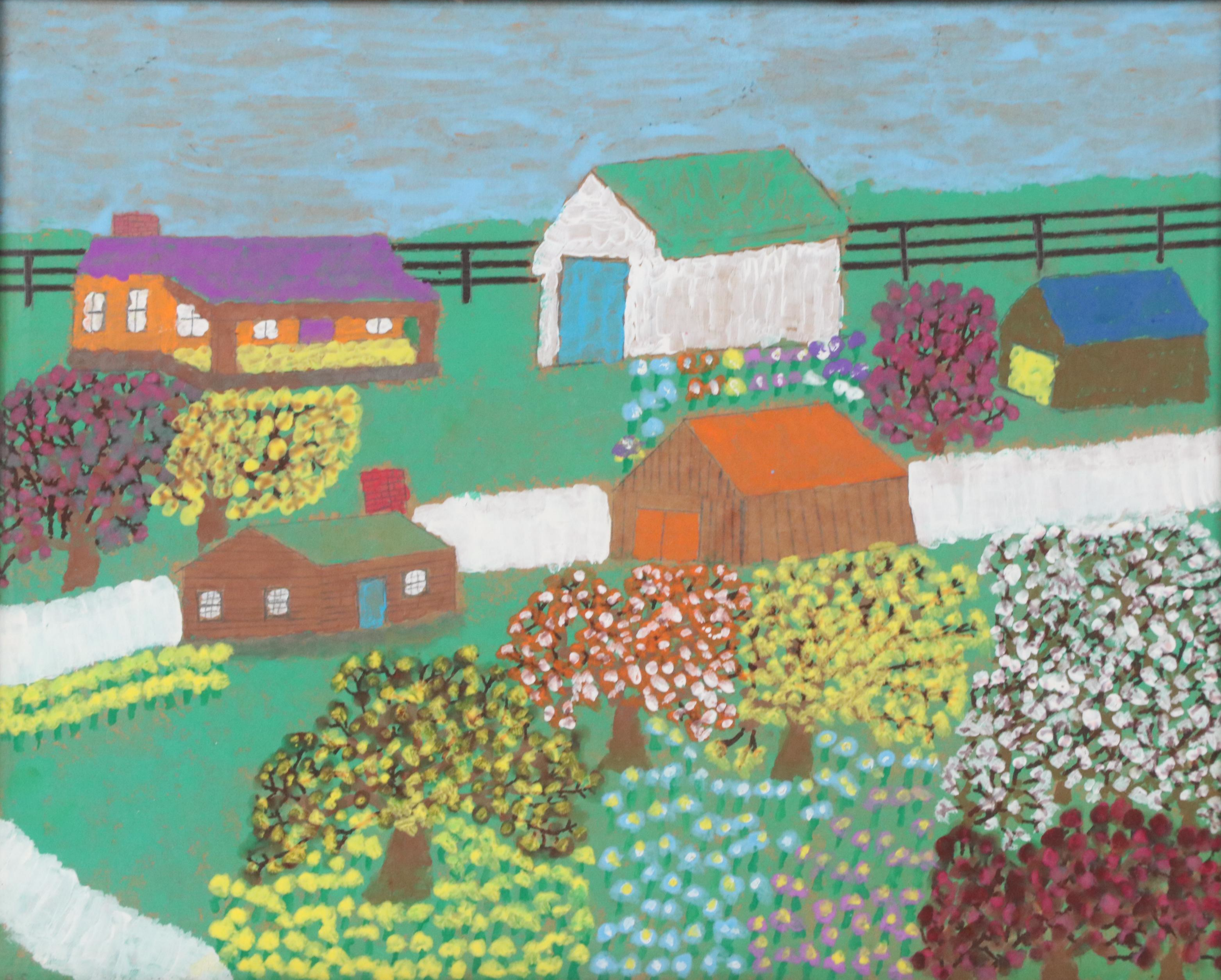 Harold Shryock Outsider Folk Art Landscape Painting | EBTH
