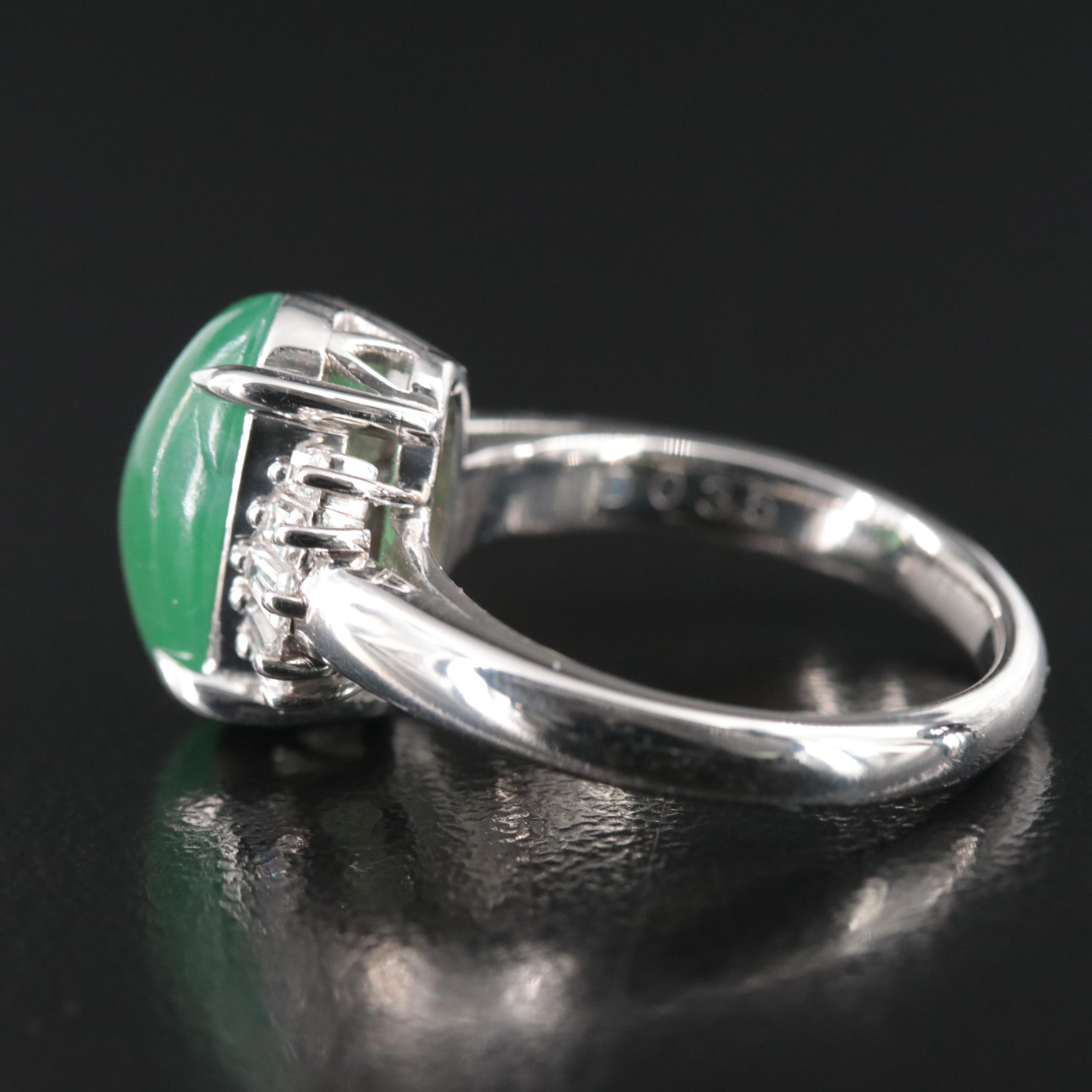 Platinum Fei Cui Jadeite and Diamond Ring with GIA Report | EBTH