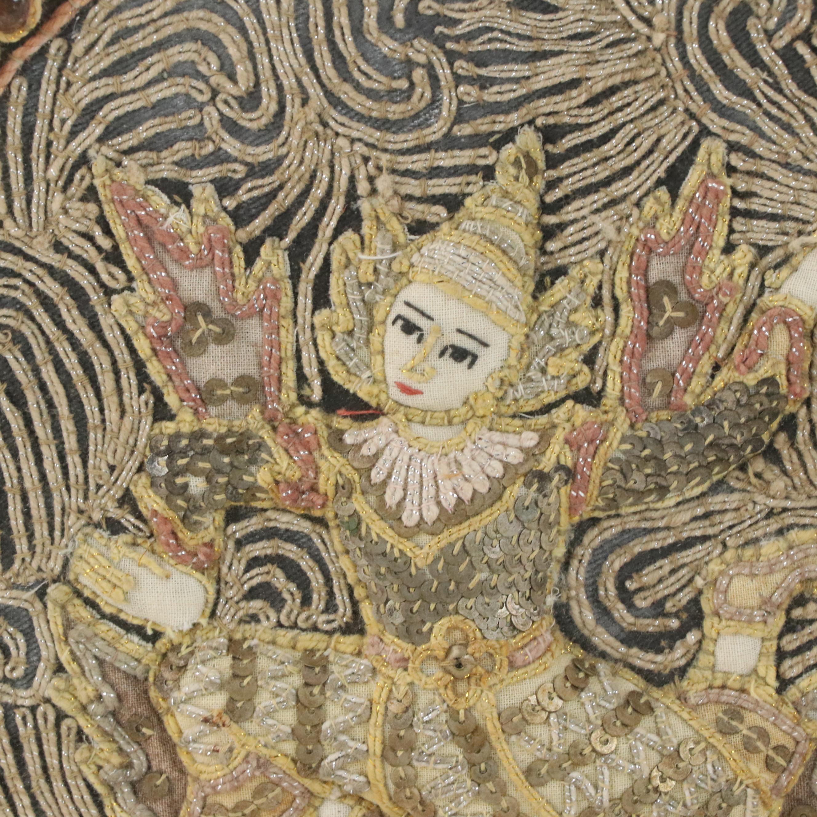 Burmese Handmade Figural Kalaga Framed Wall Hanging | EBTH