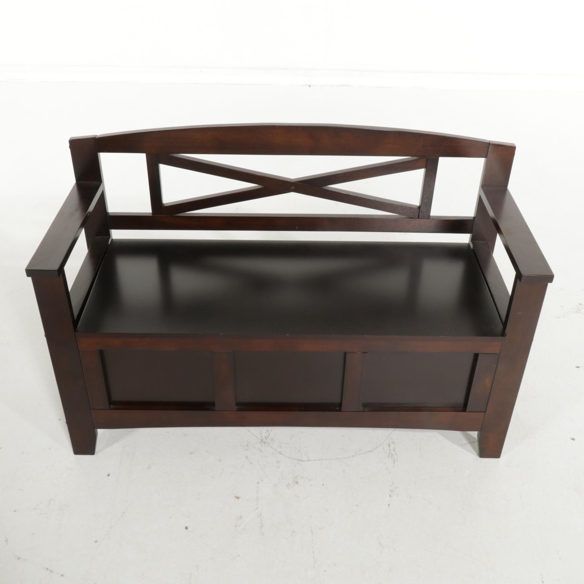 Paneled and Espresso-Stained Lift-Seat Storage Bench | Everything But ...