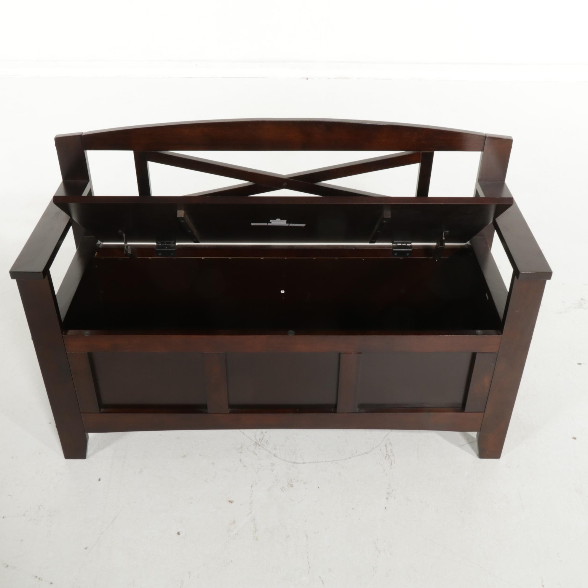 Paneled and Espresso-Stained Lift-Seat Storage Bench | Everything But ...