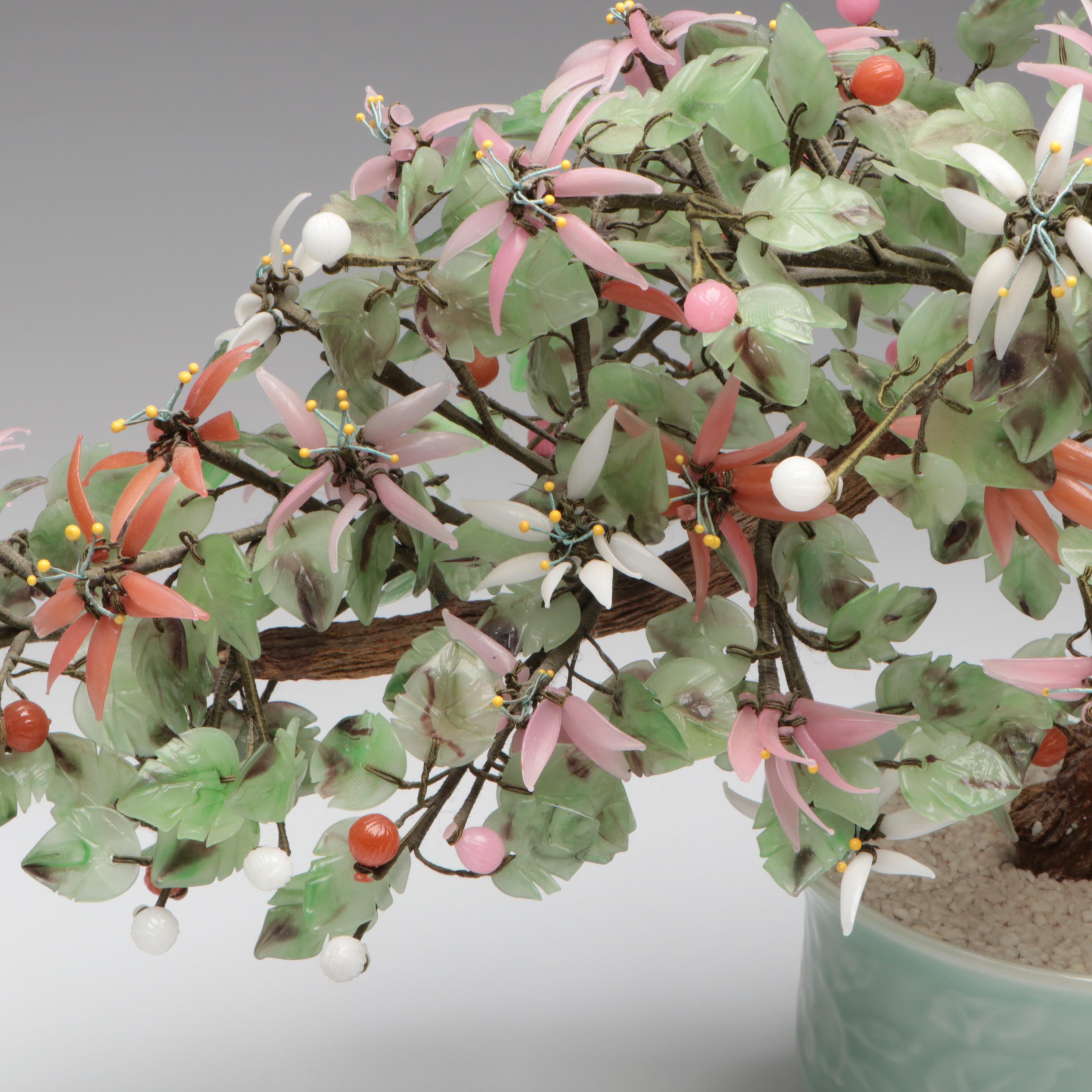 Chinese Miniature Tree with Glass Leaves and Blossoms | EBTH
