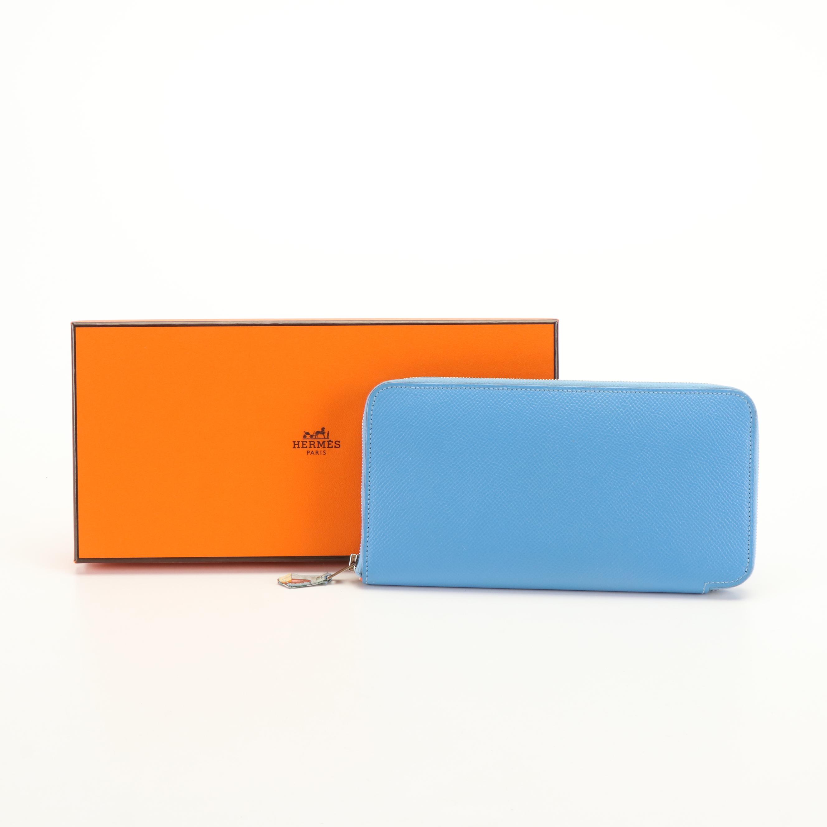 Hermès Silk'in Wallet Blue Leather Zip Around Wallet | EBTH