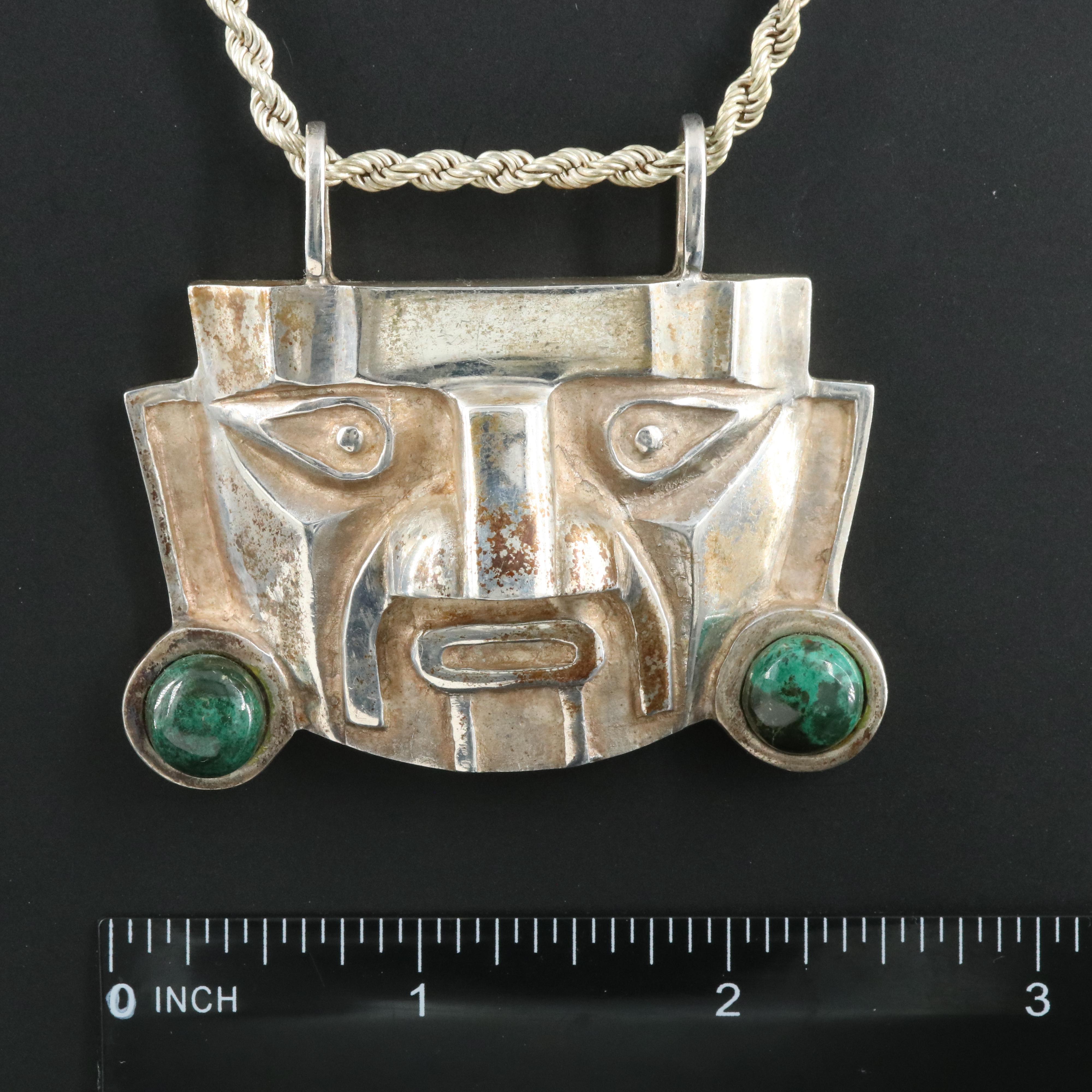 Mesoamerican Sterling Maw Sit Sit Pendant Necklace | EBTH