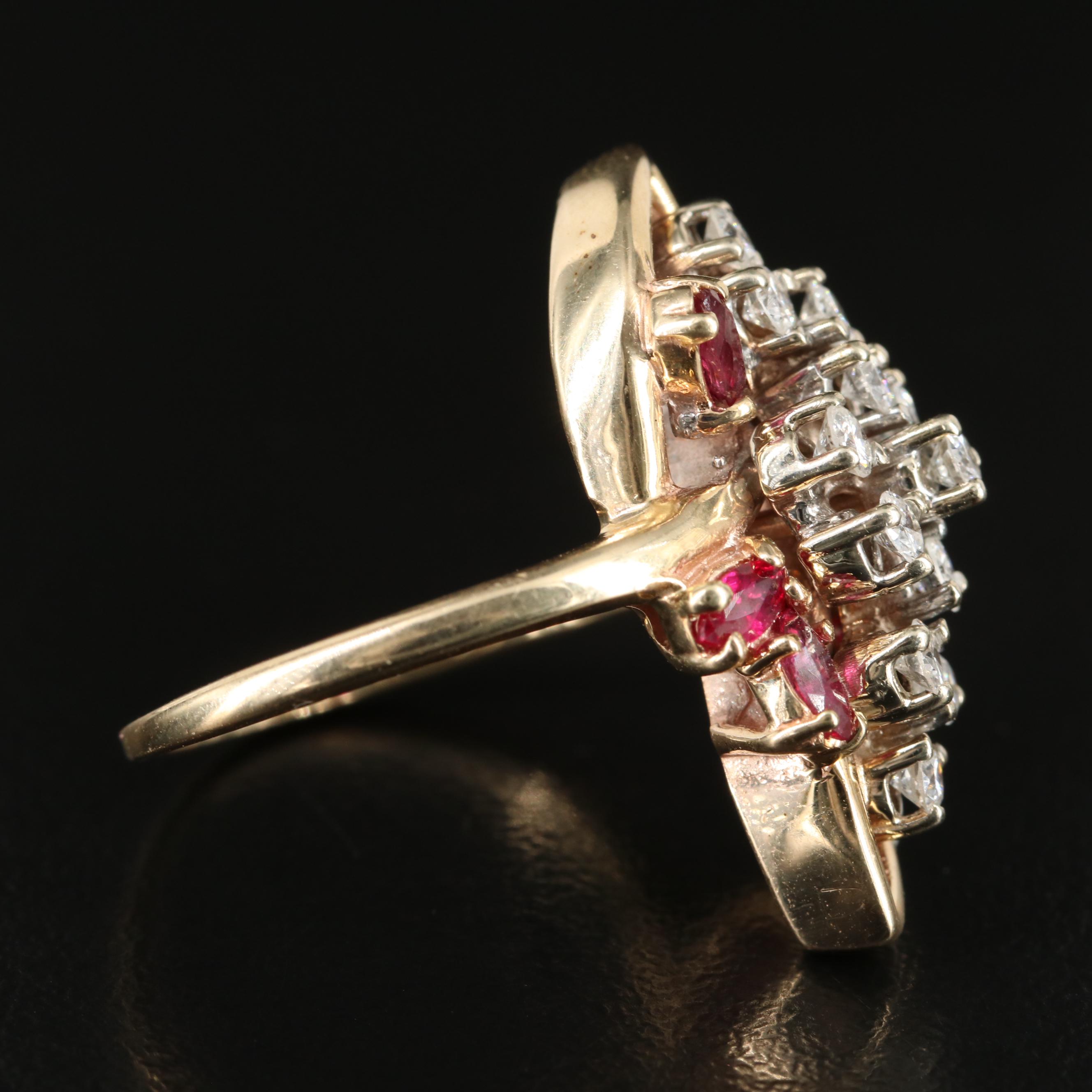 14K Diamond and Ruby Cluster Ring | EBTH