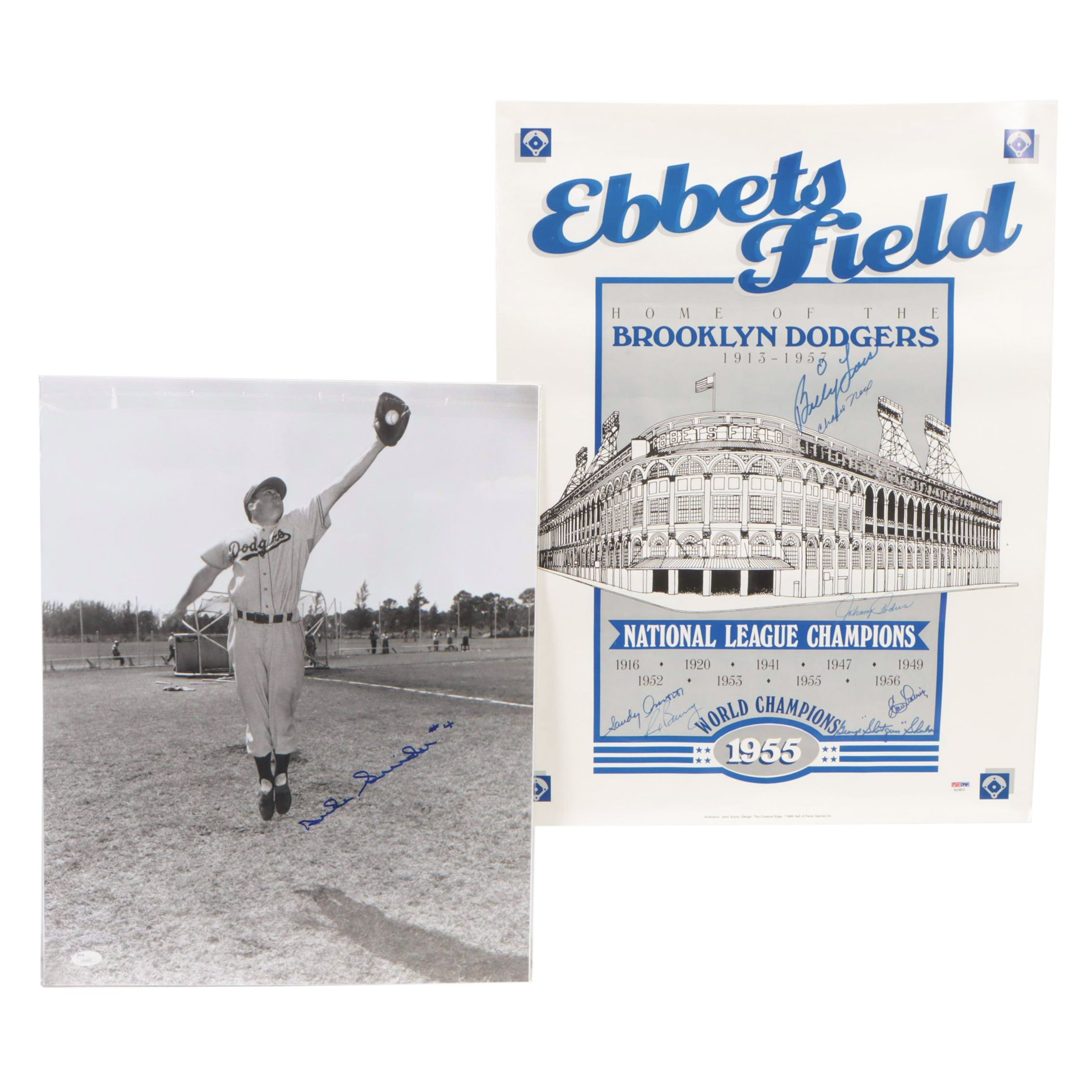 Duke Snider Signed Print with Ebbets Field Signed Poster Featuring ...