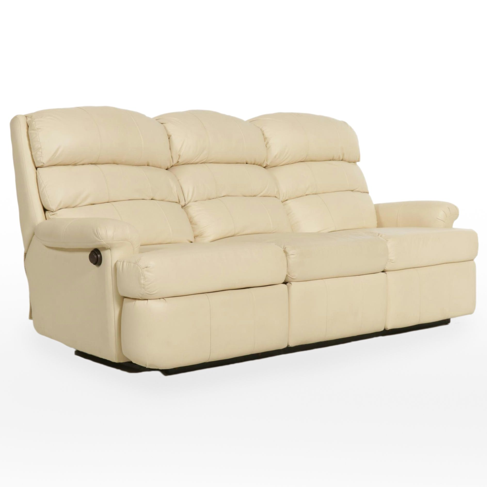 Berkline Three-Seat Double Manual Reclining Grain Leather Sofa ...