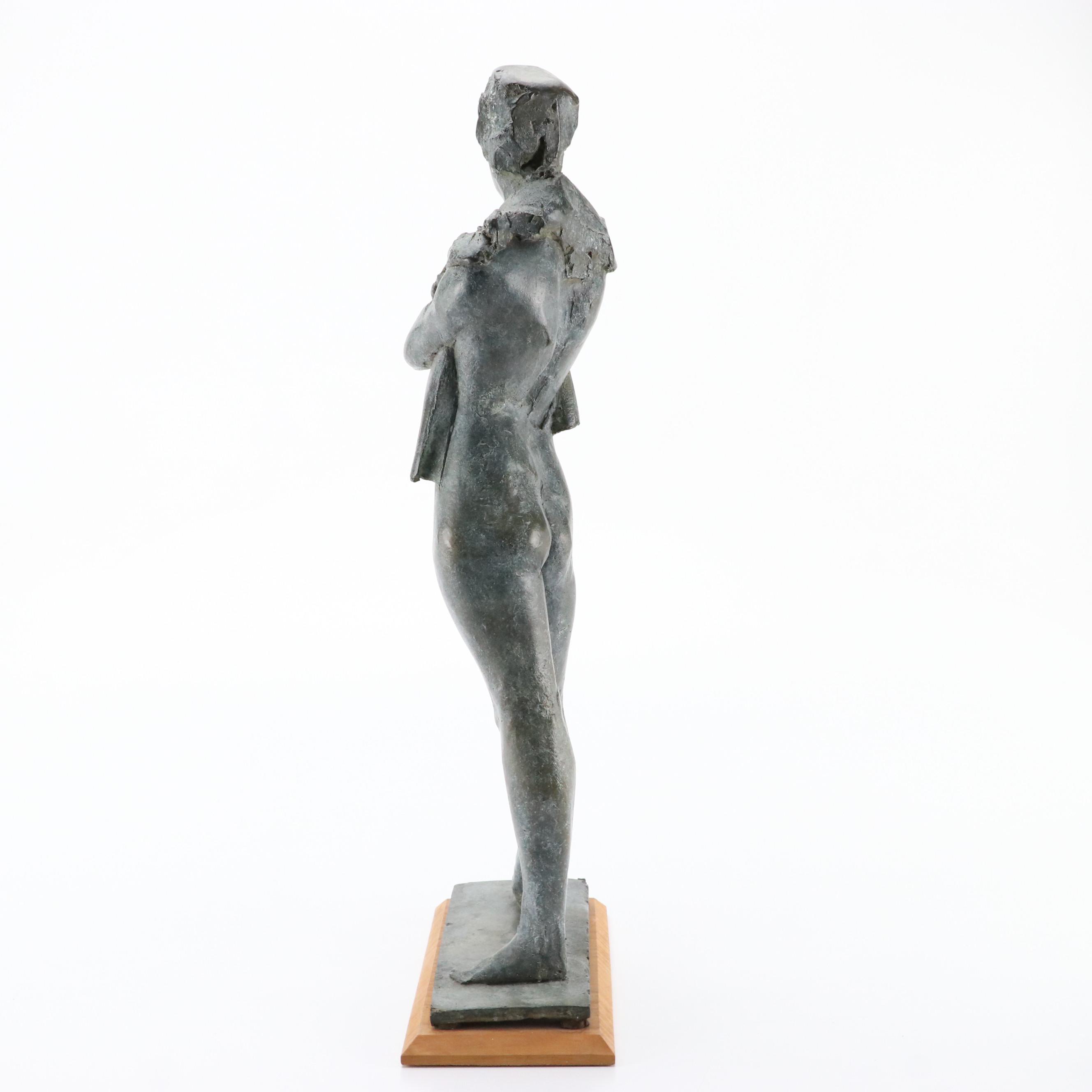 Cast Metal Sculpture of Nude Figure Standing in Contrapposto | EBTH