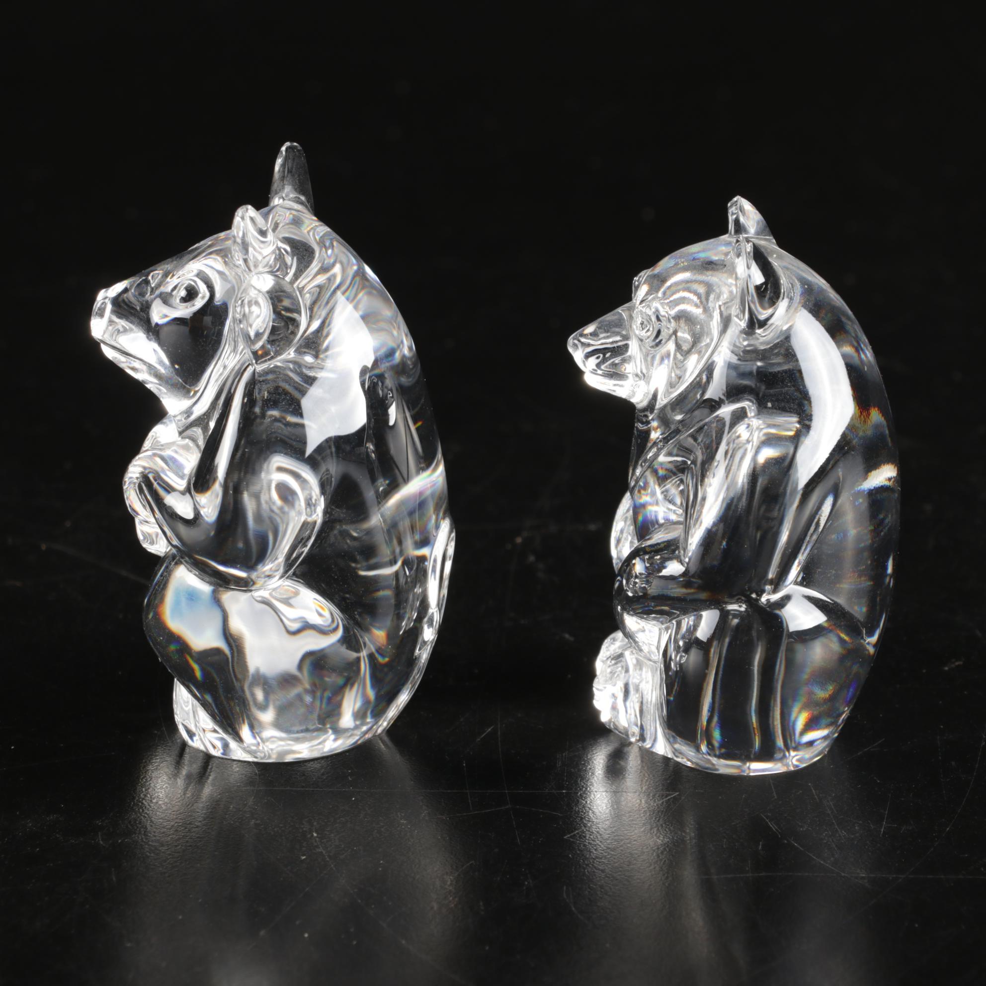 Steuben Bull and Bear Crystal Hand Coolers | Everything But The House
