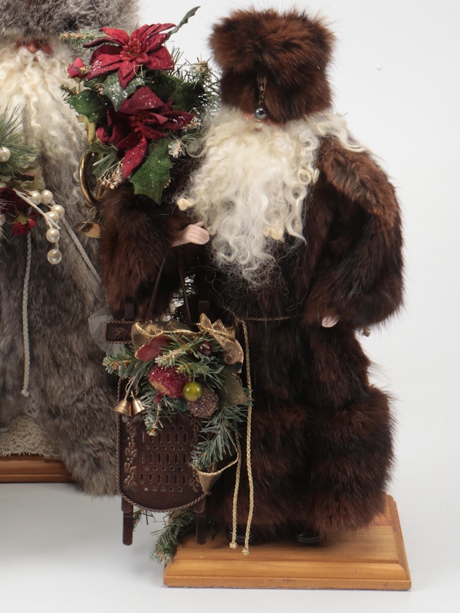 Hand Crafted Maria Stoltz Style Fur Trimmed Santa Figurines | EBTH Hand Crafted Maria Stoltz Style Fur Trimmed Santa Figurines | EBTH