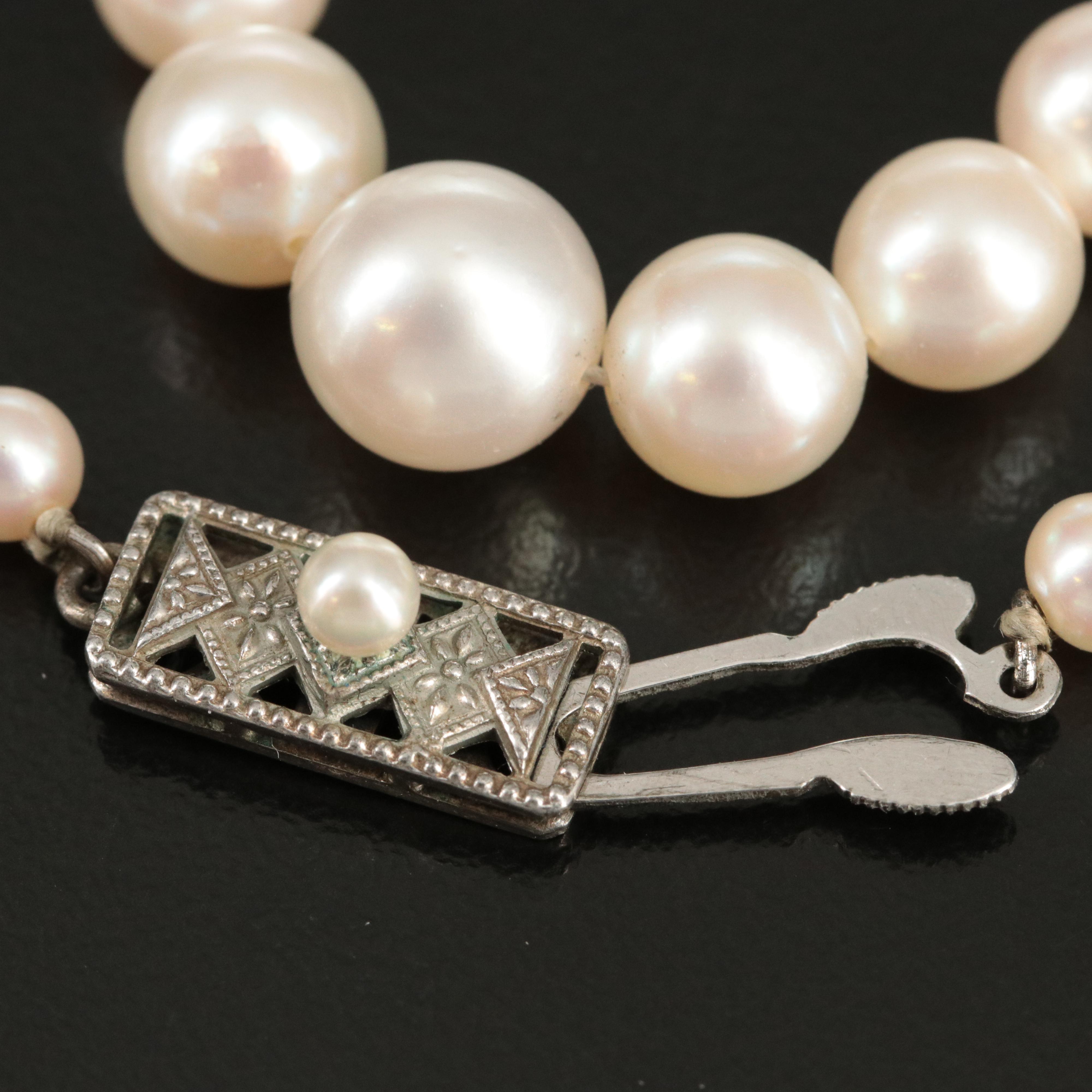 Mikimoto Graduated Pearl Necklace with Sterling Clasp | EBTH