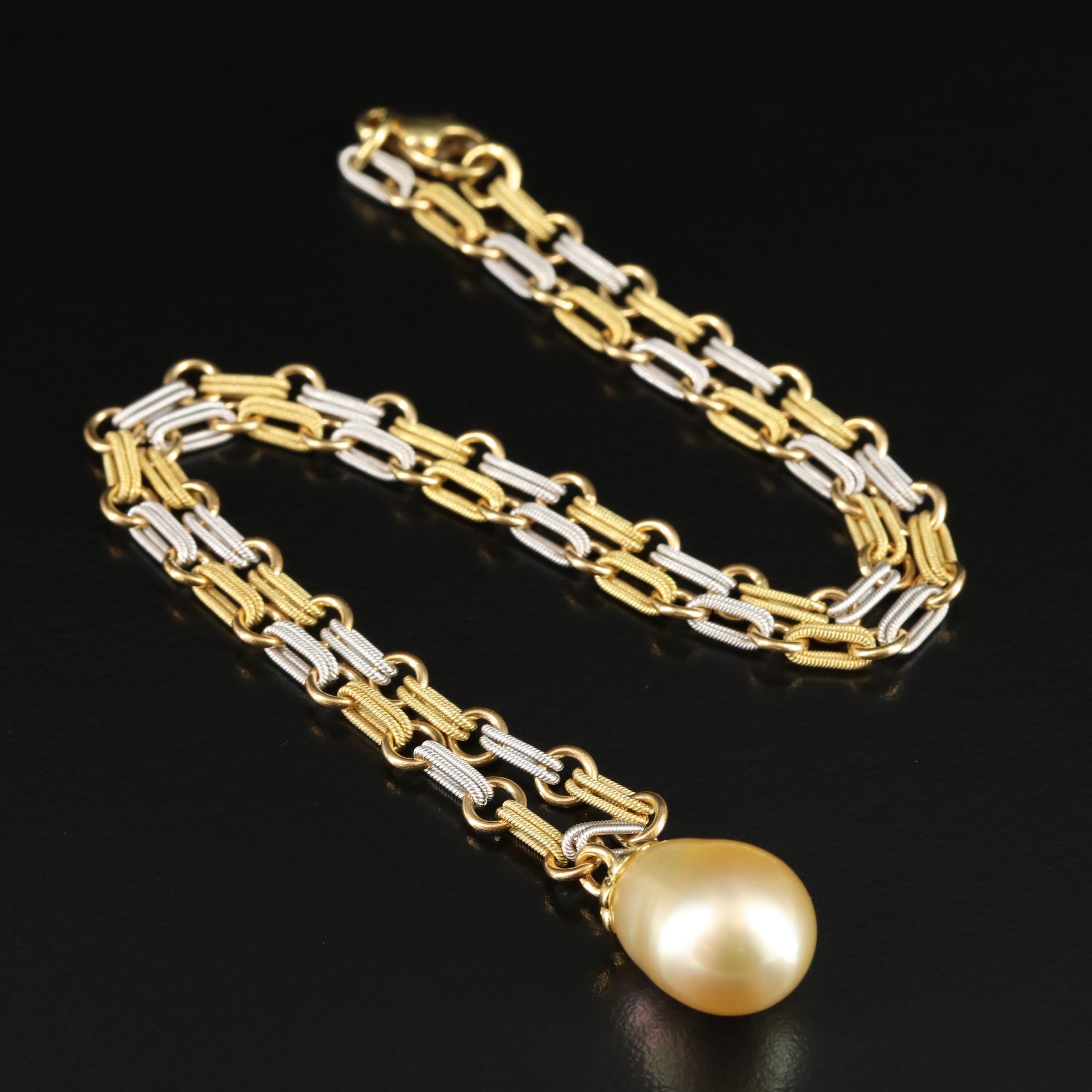 18K Two-Tone Pearl Necklace | EBTH
