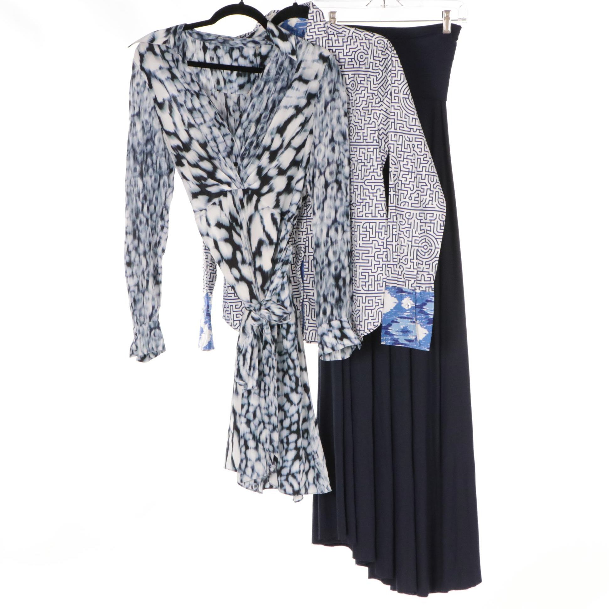 Elie Tahari Dress, Tizzie Button-Up Shirt, and Butter by Nada ...