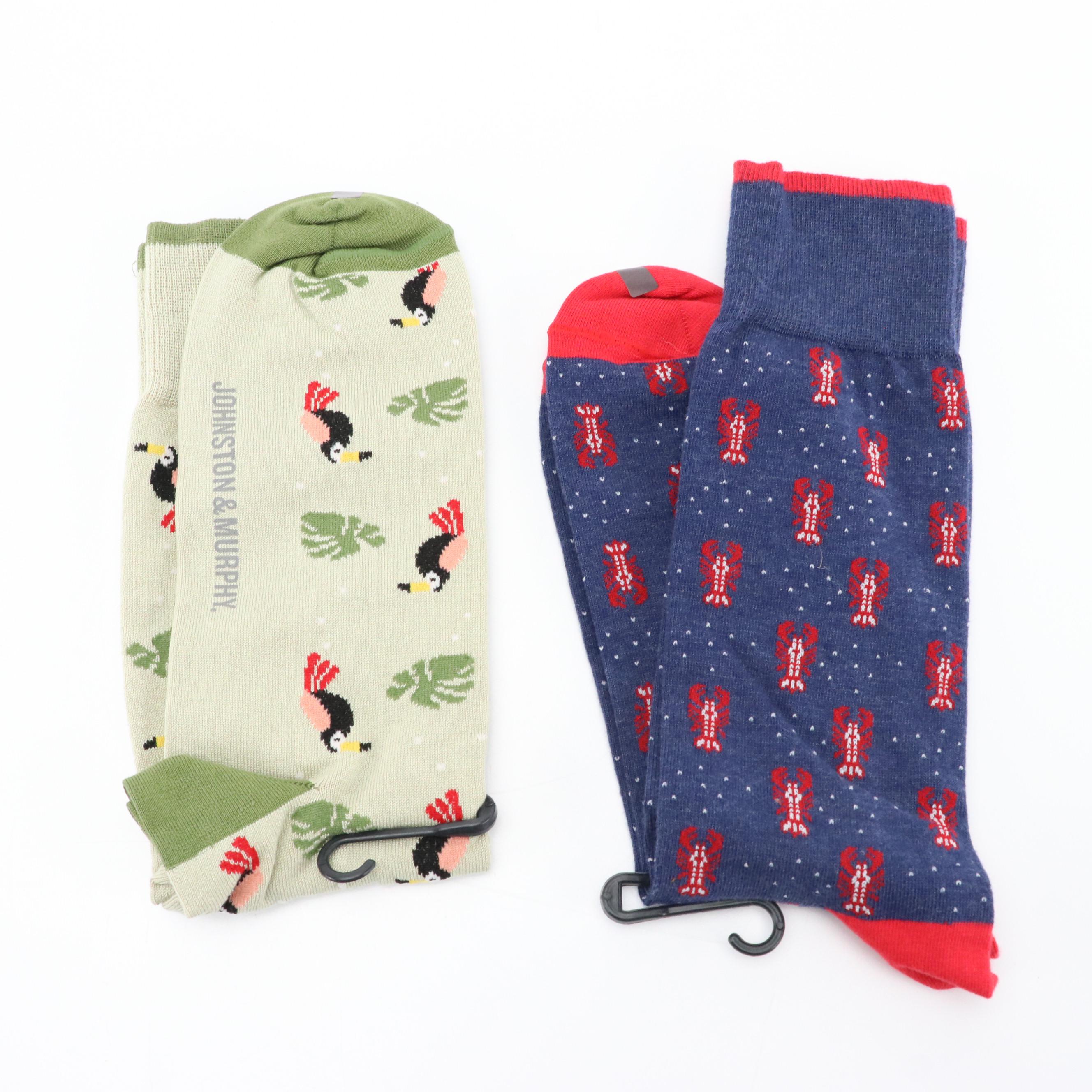 Men's Johnston & Murphy Patterned Cotton Crew Socks | Everything But ...