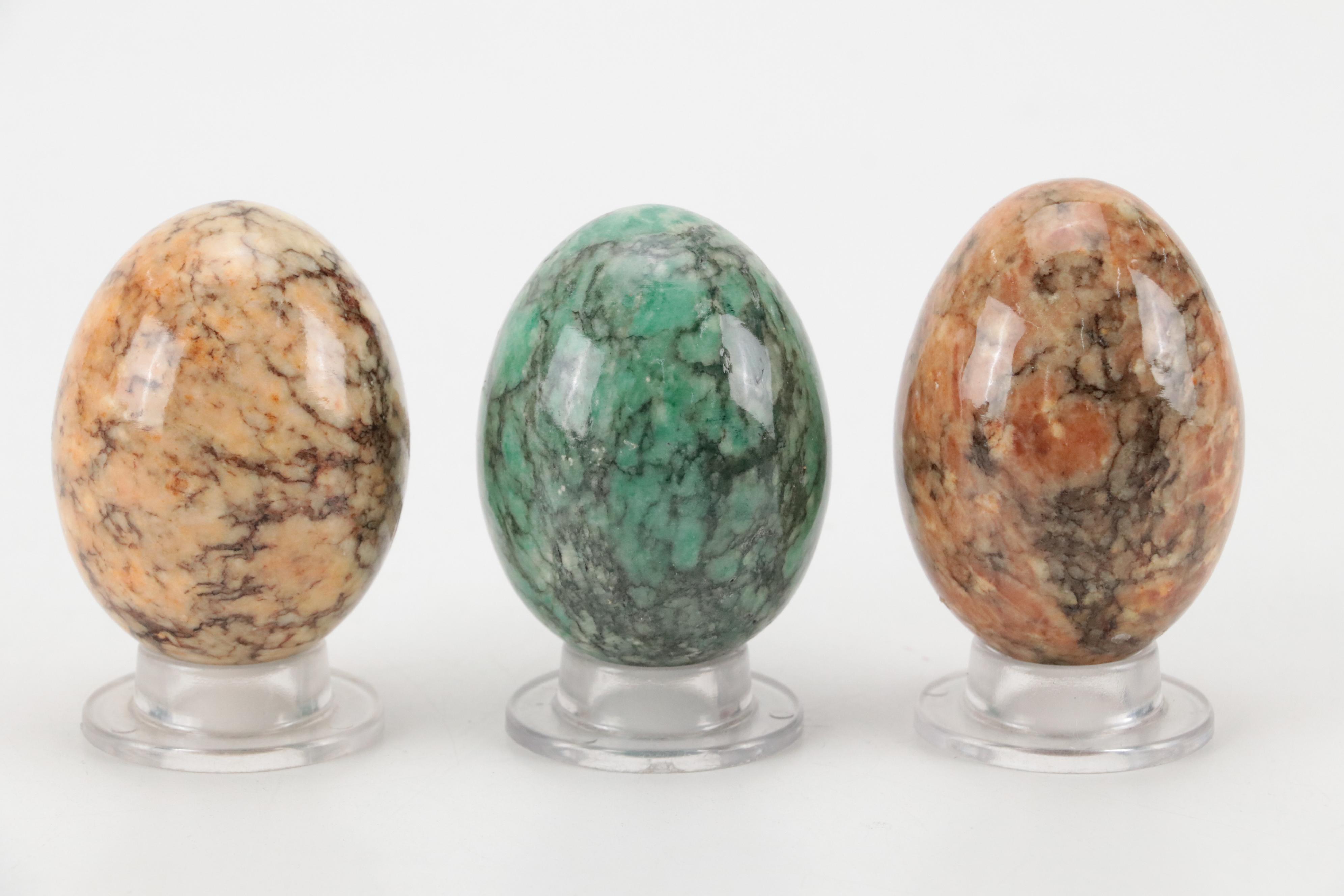Dyed Marble Eggs in Handled Glass Bowl | EBTH