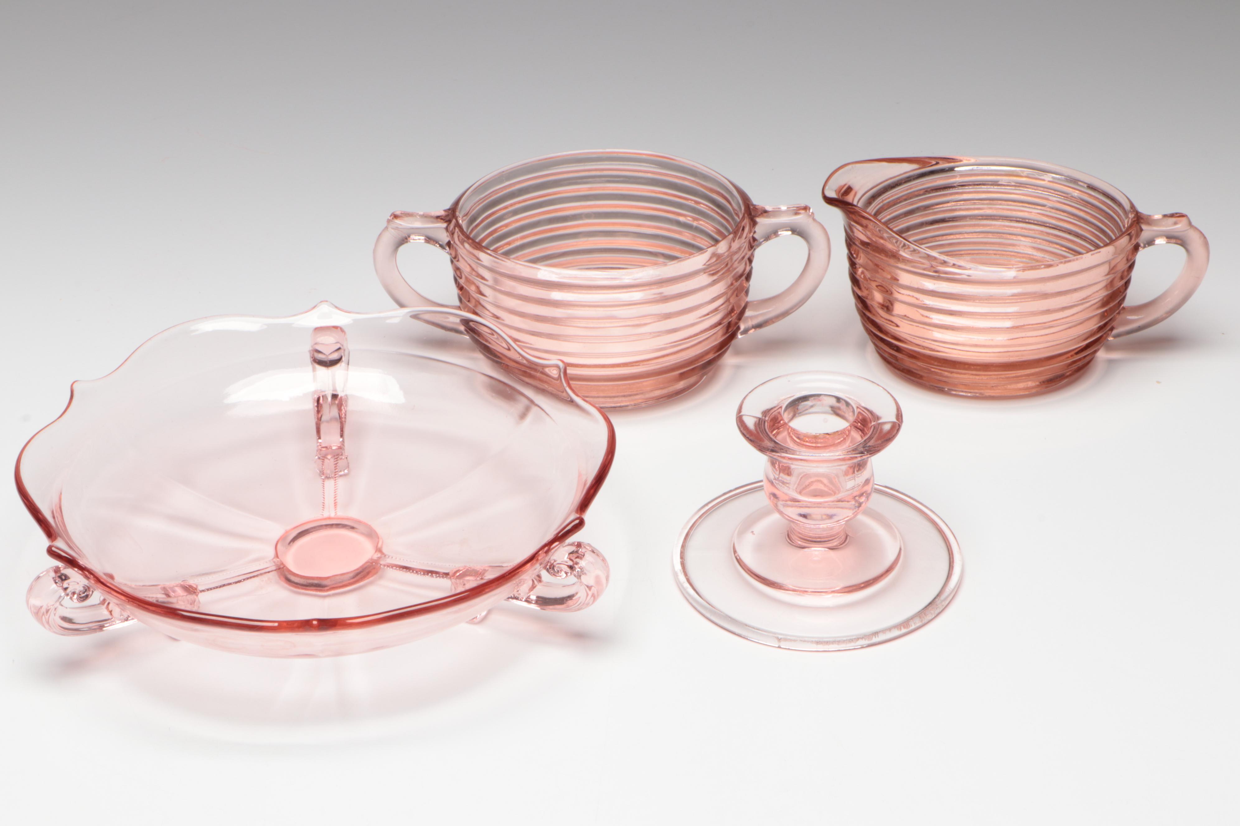 Anchor Hocking "Manhattan" and Other Pink Depression Glass Table ...