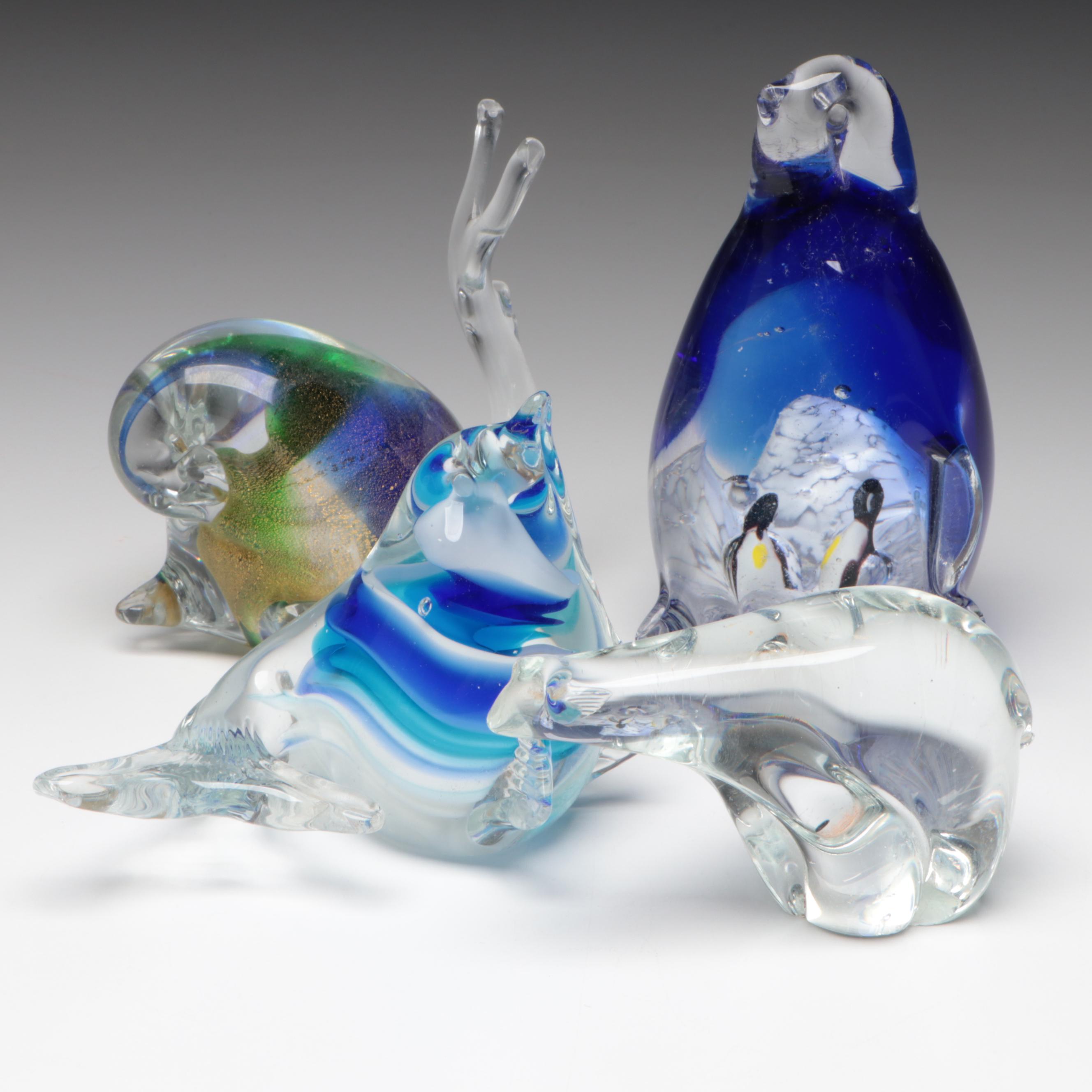 Handmade Snail, Penguin, and More Animal Shaped Art Glass Figurines | EBTH