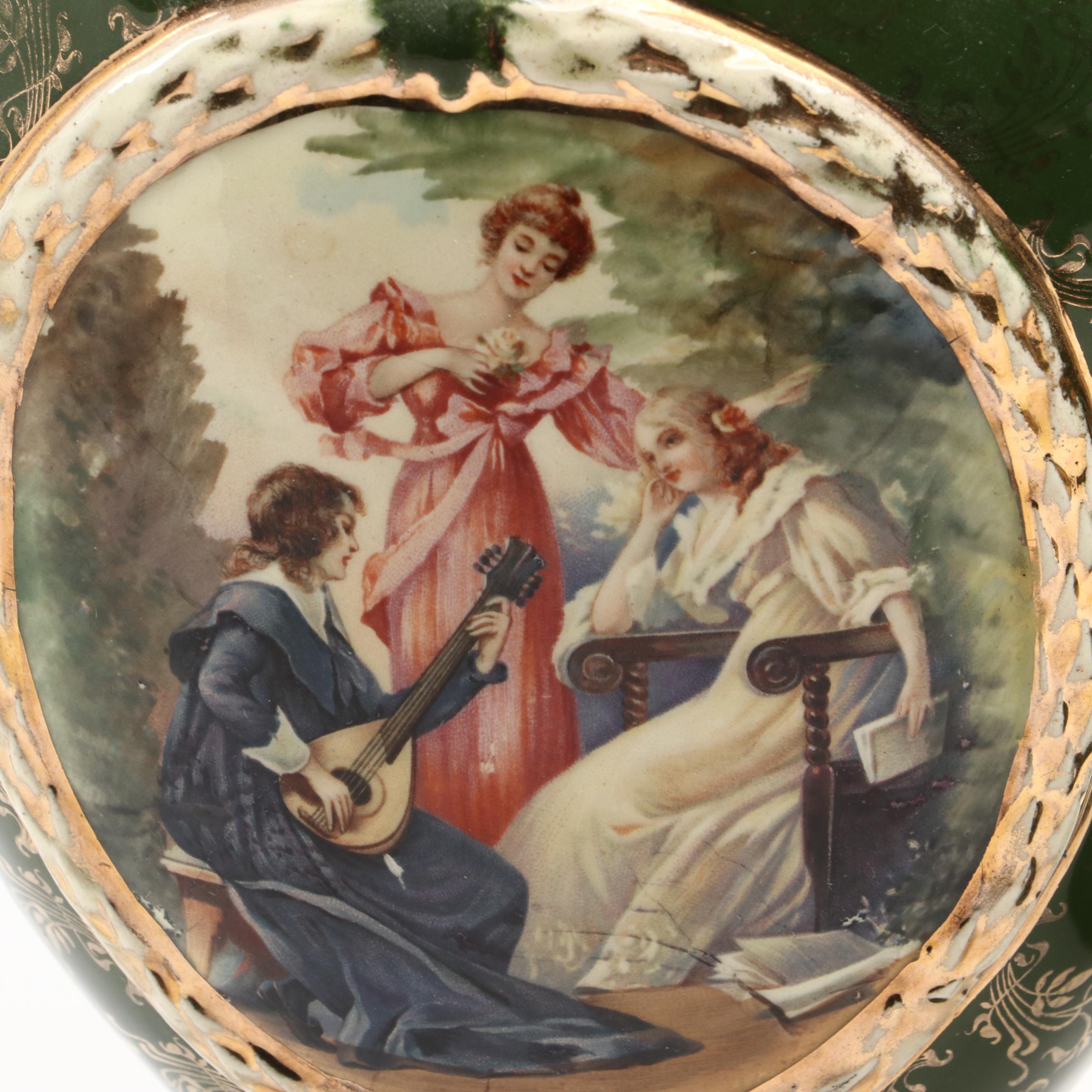 Pair of Josef Strnact Empire Style Ceramic Double Handled Vases, 1900 ...