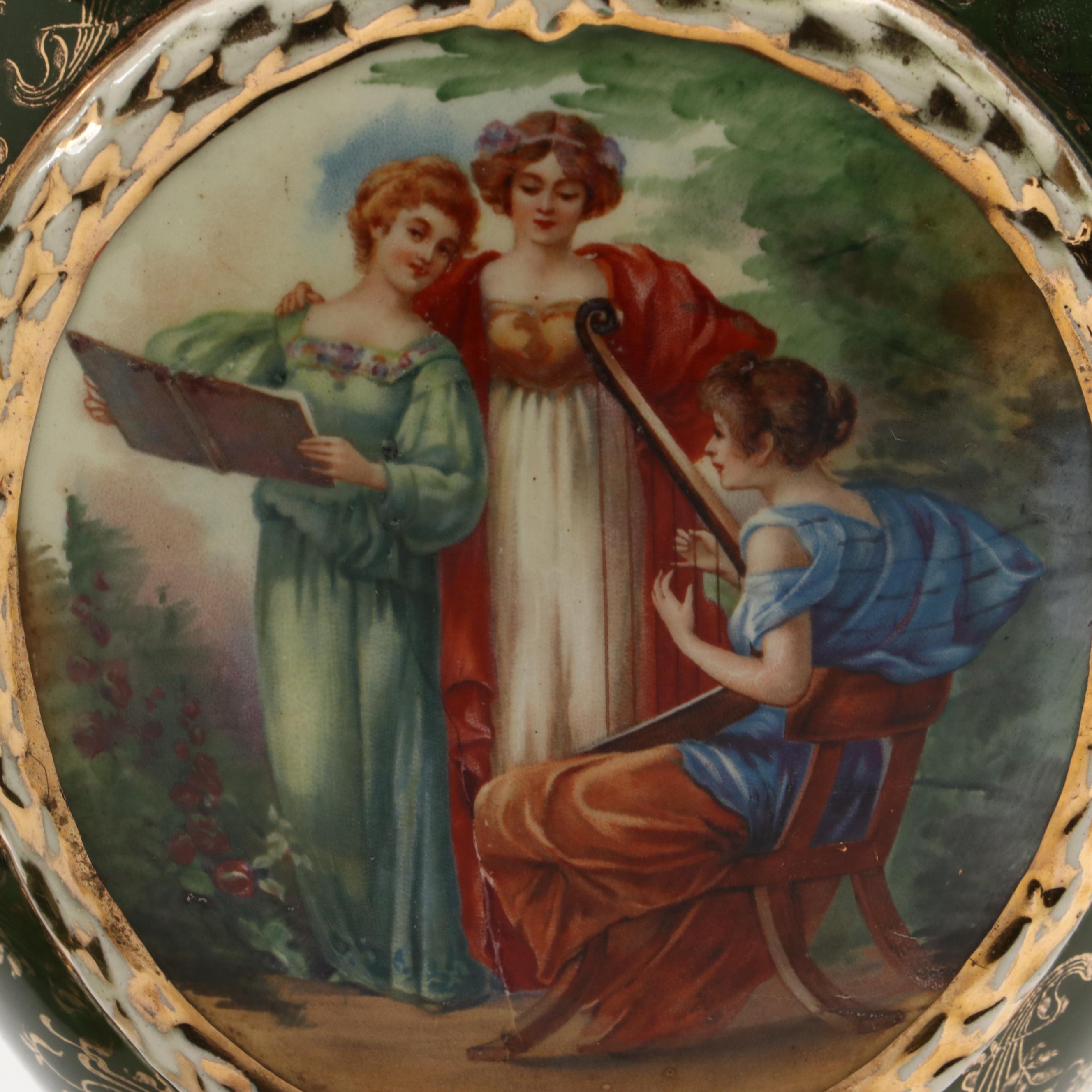 Pair of Josef Strnact Empire Style Ceramic Double Handled Vases, 1900 ...