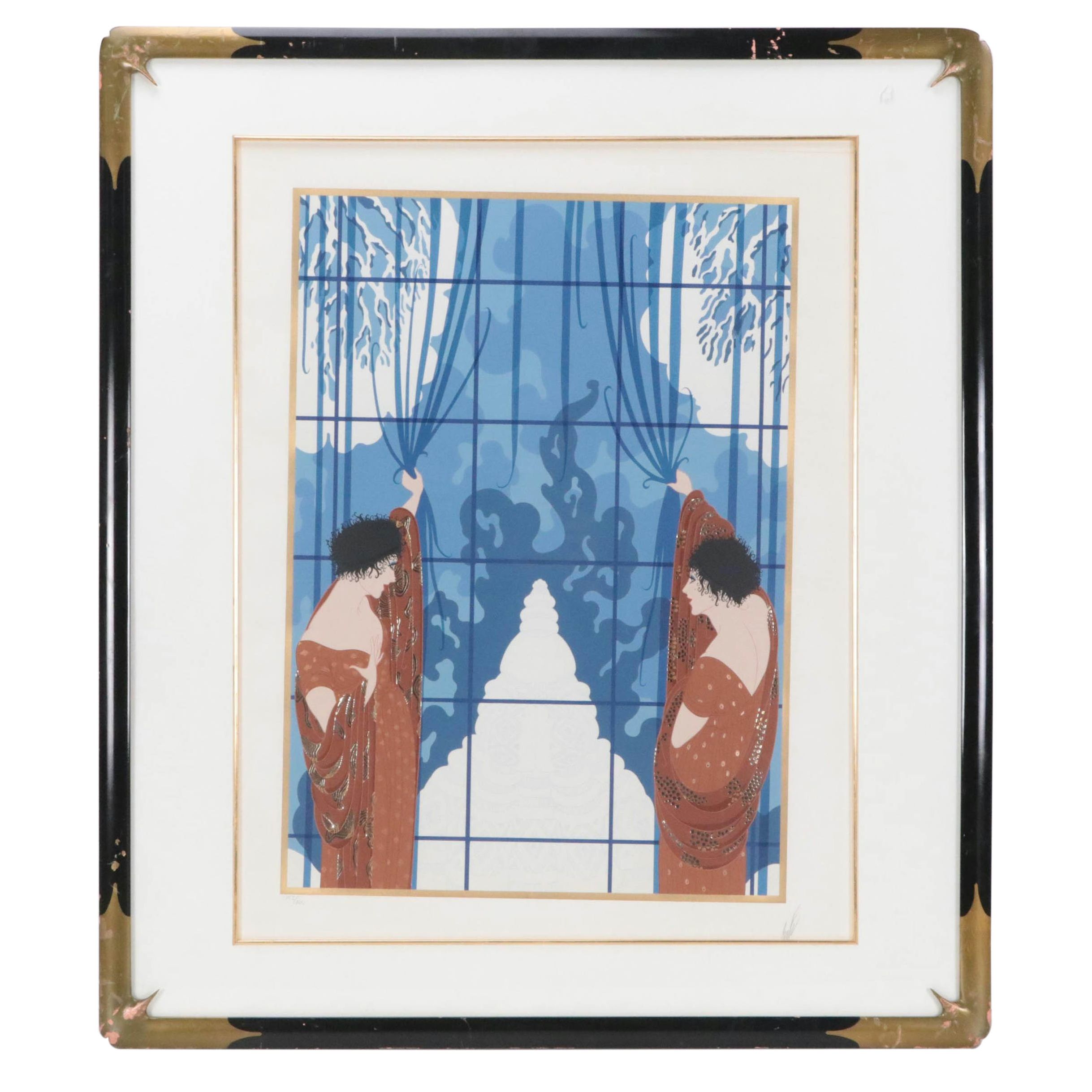 Erté Serigraph with Foil Embossing "Winter's Arrival," Late 20th ...