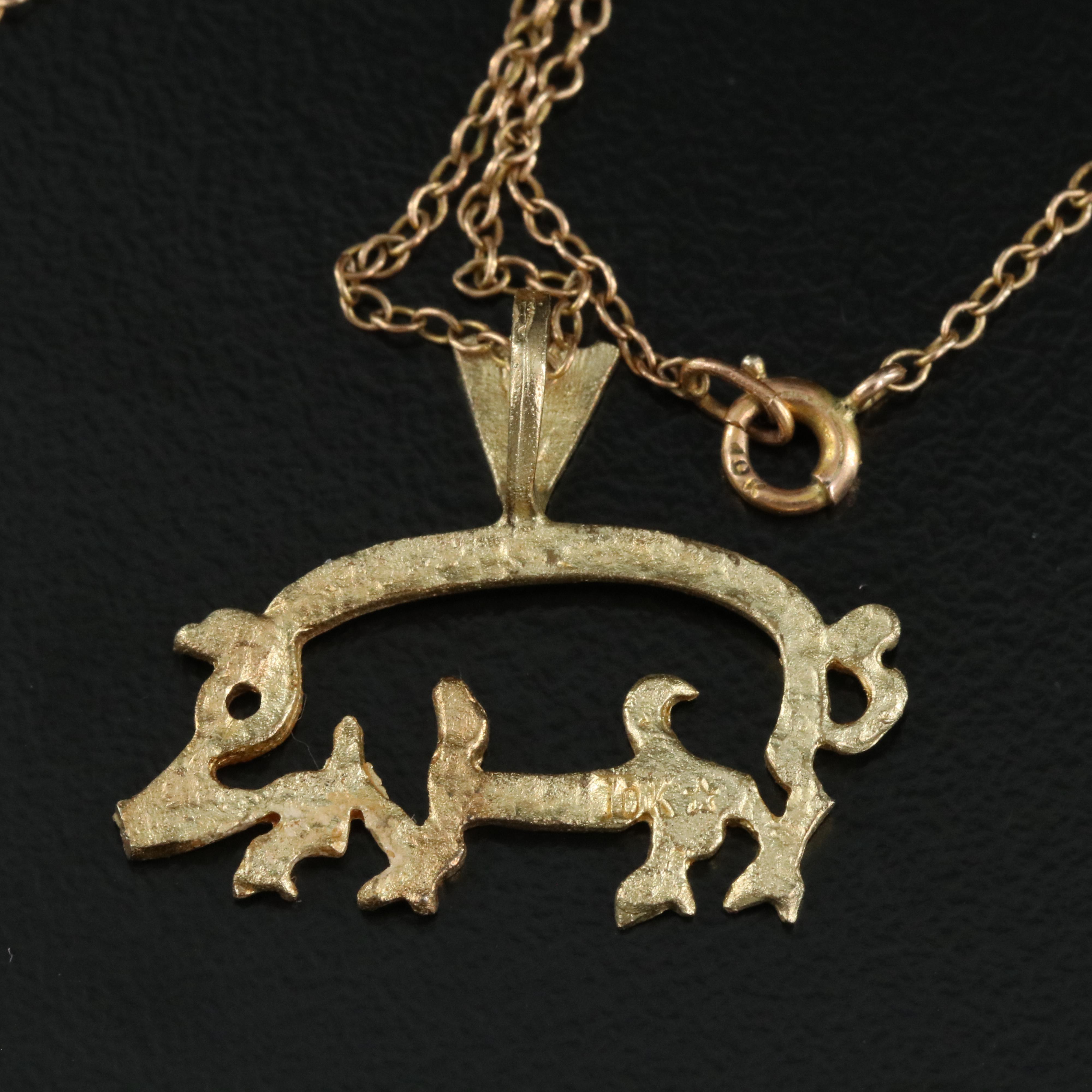 10K Pig Pendant Necklace | EBTH
