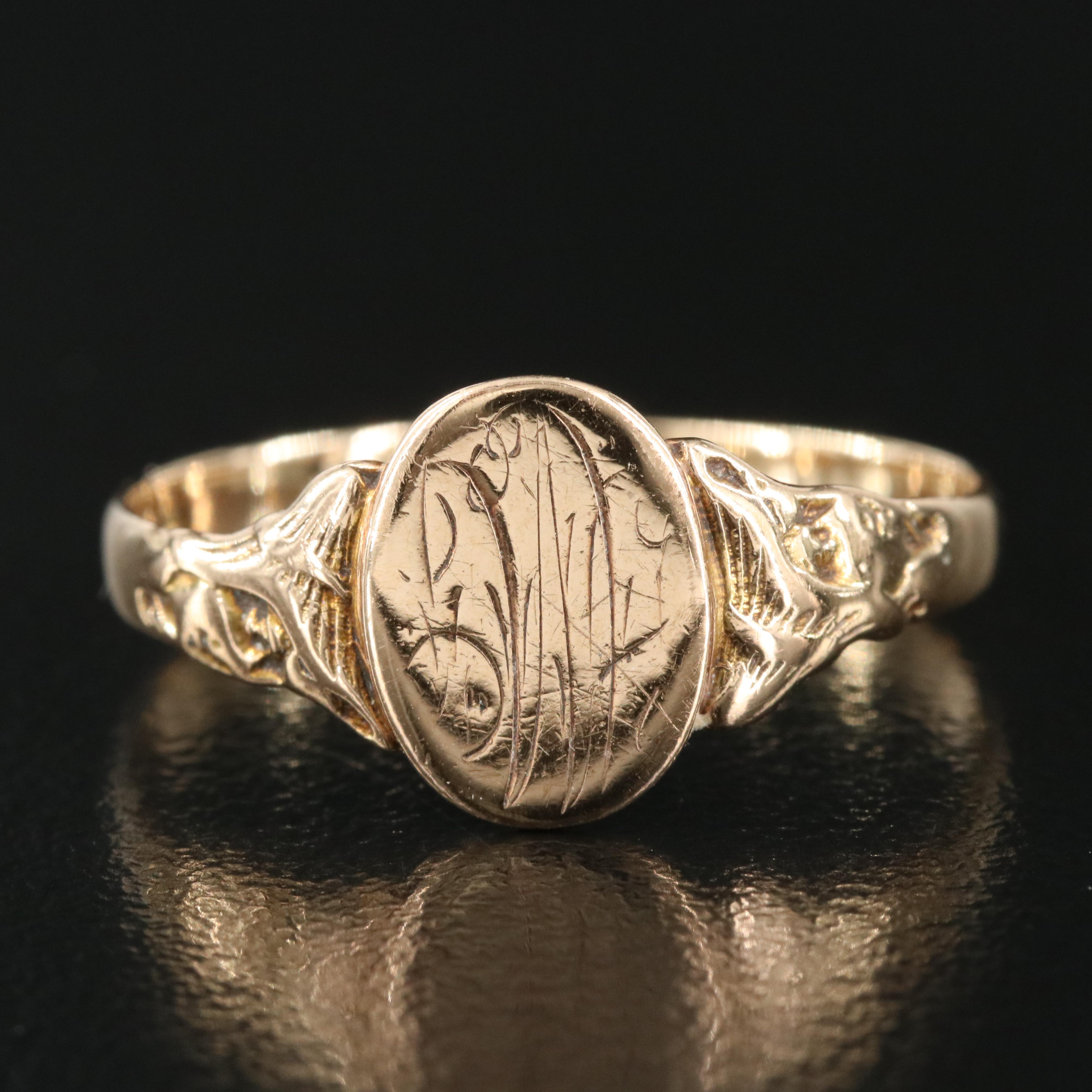 10K Monogrammed Signet Ring with 14K Shank | EBTH