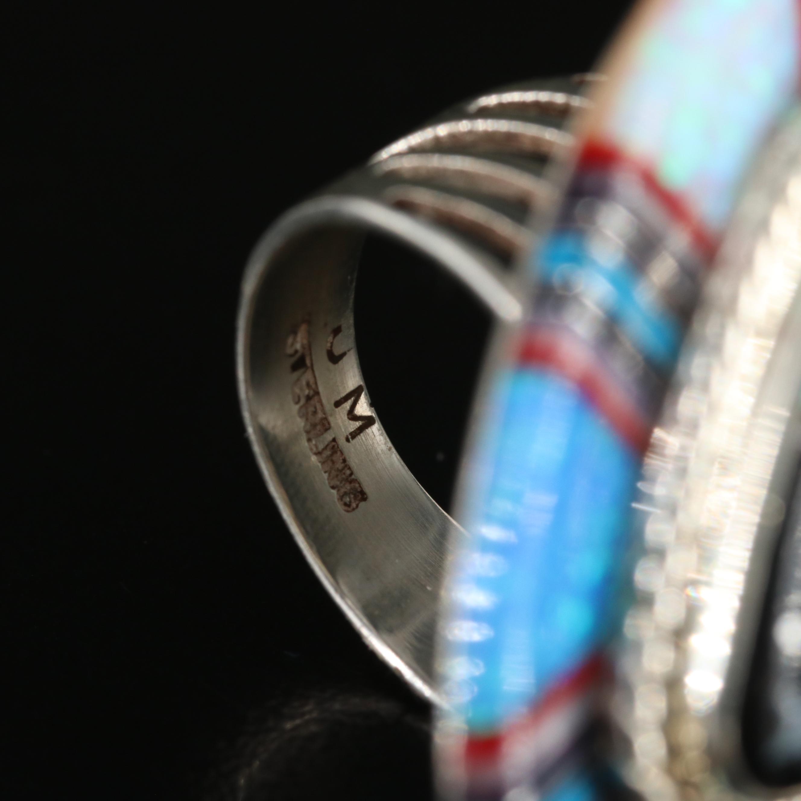 Sterling Opal and Gemstone Inlay Ring | EBTH