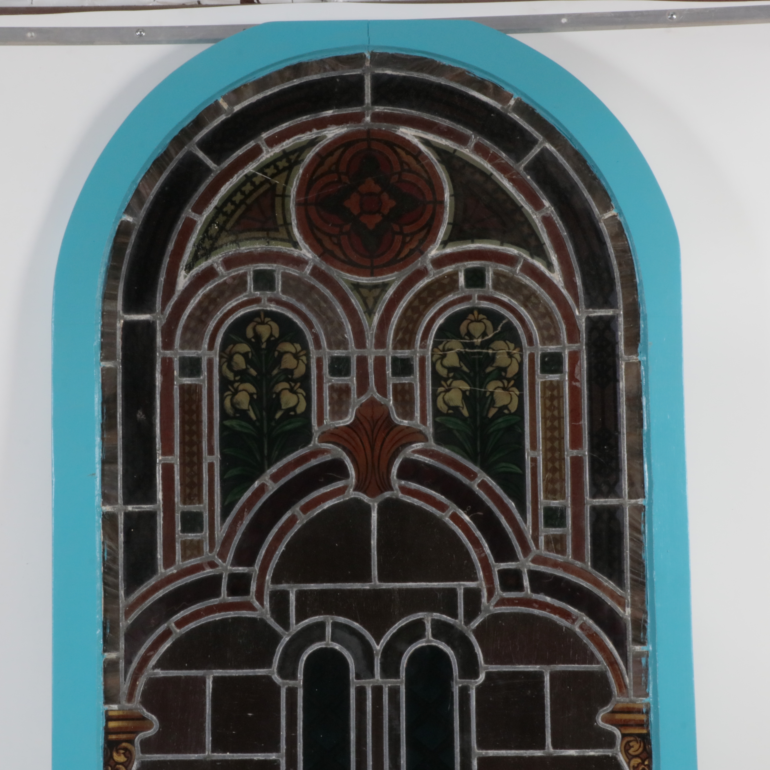 Victorian Arched Stained Glass Church Window Depicting Female Saint at ...