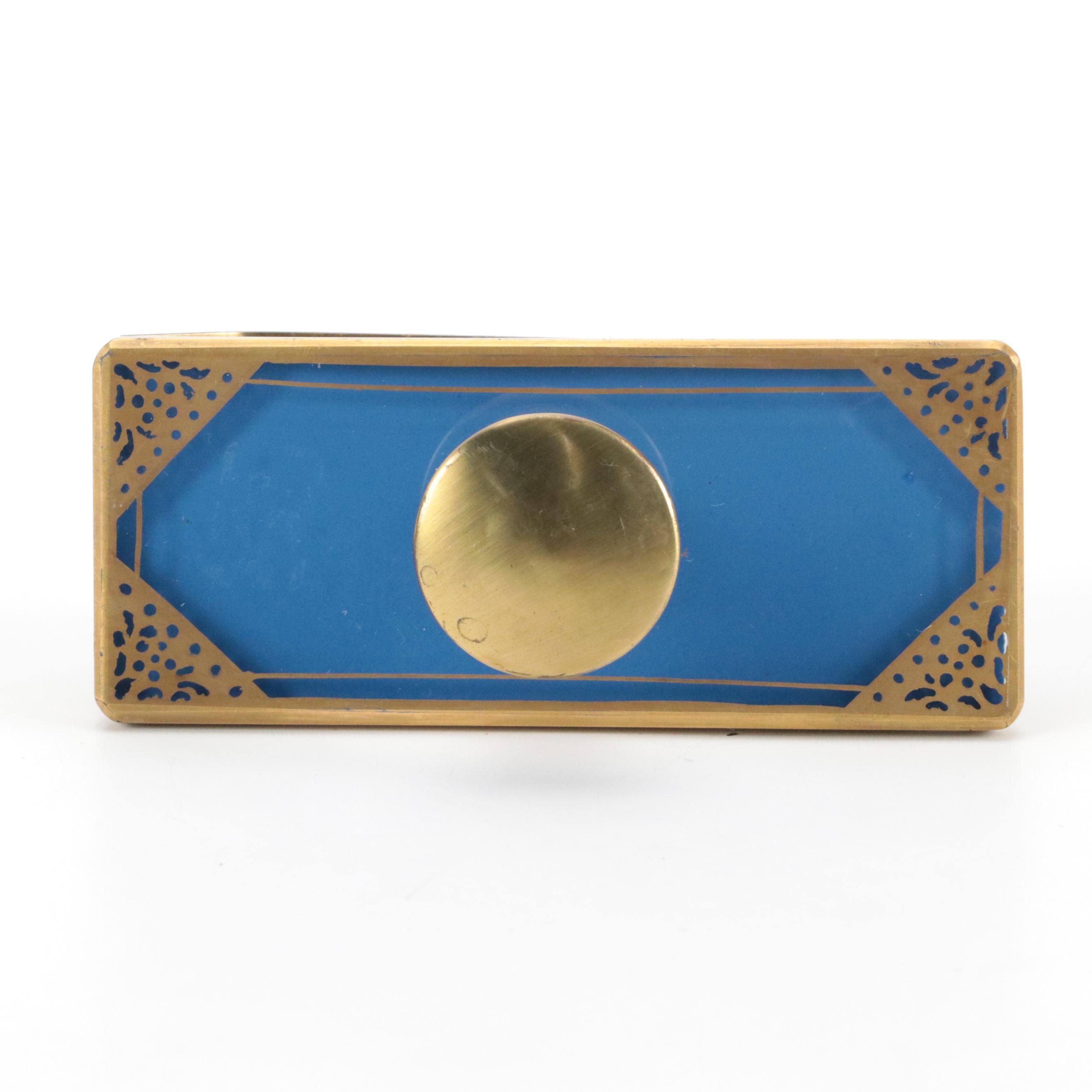 Painted Glass and Brass Inkwell and Ink Blotter, Mid-20th Century | EBTH