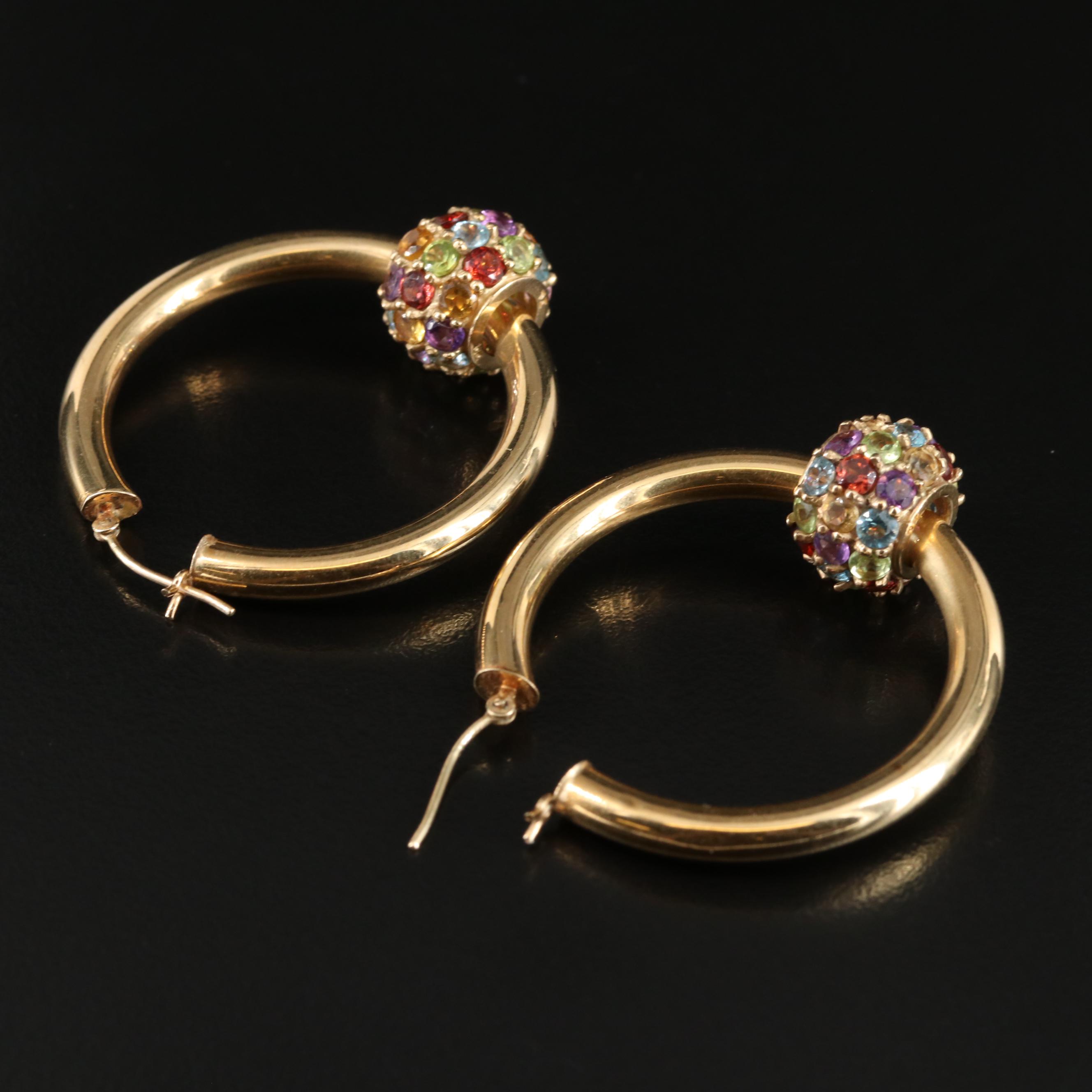14K Hoops with Multi-Gemstone Bead Enhancers | EBTH