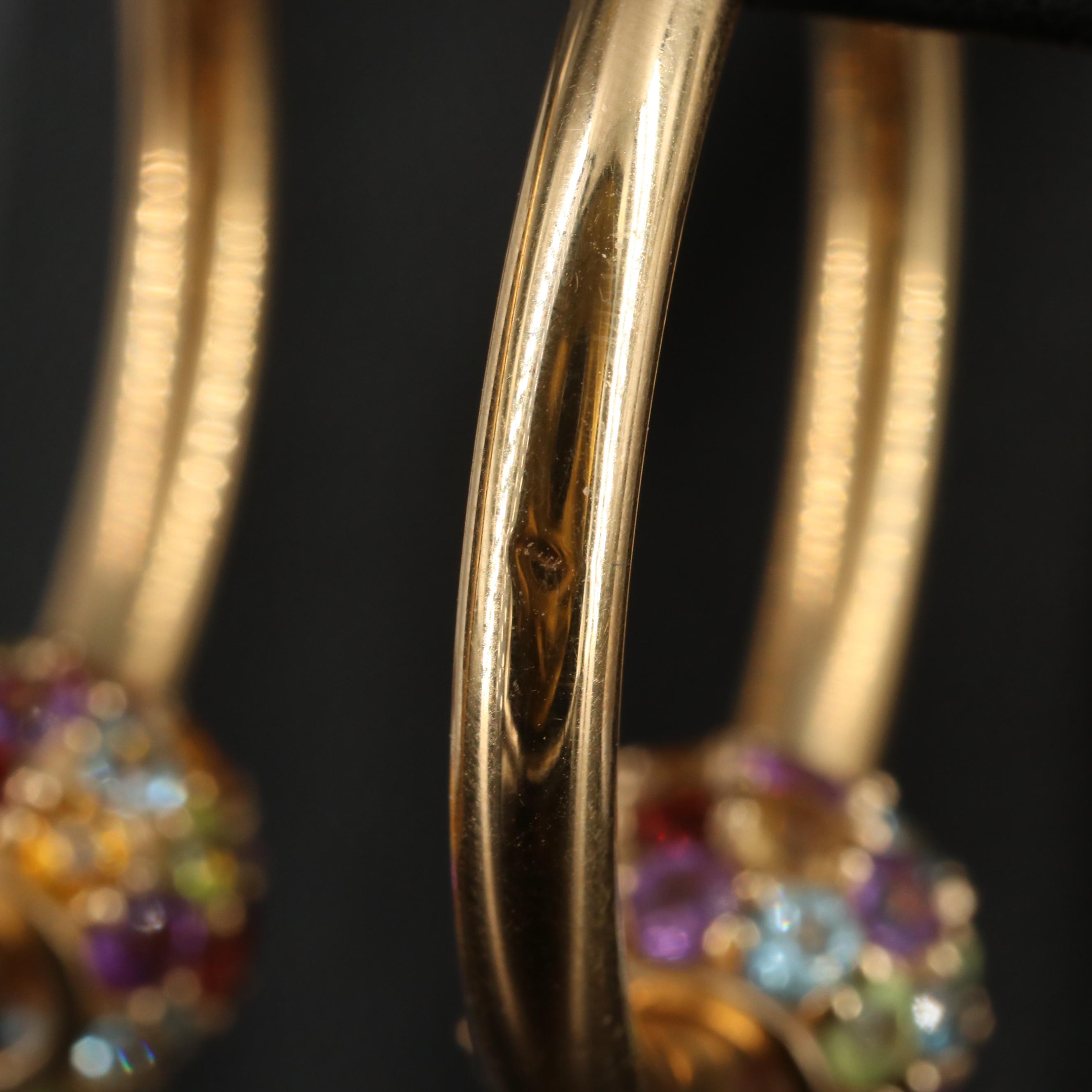 14K Hoops with Multi-Gemstone Bead Enhancers | EBTH