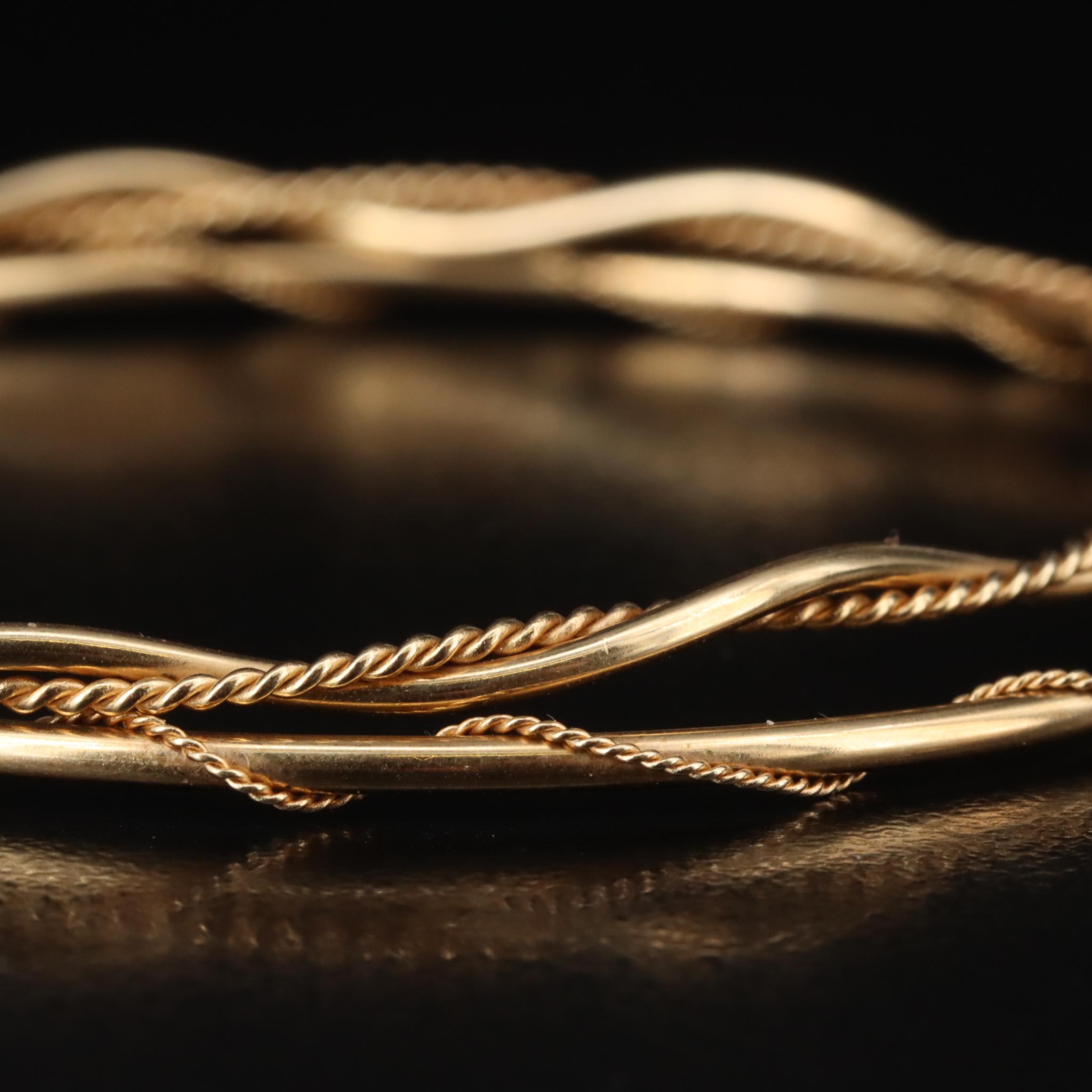14K Stacking Bangles with Rope Detailing | EBTH