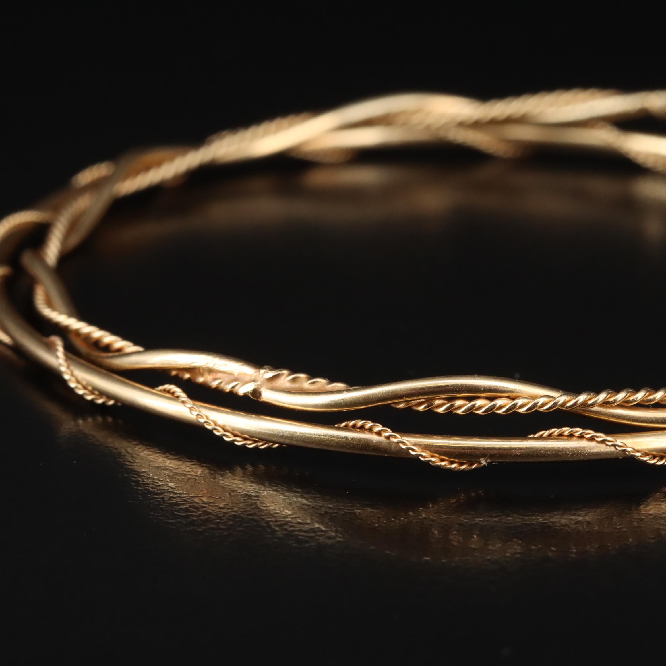 14K Stacking Bangles with Rope Detailing | EBTH